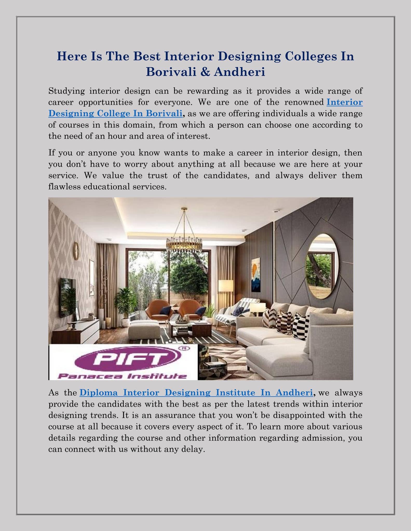 Diploma Interior Designing Institute In Andheri by Panacea Fashion ...
