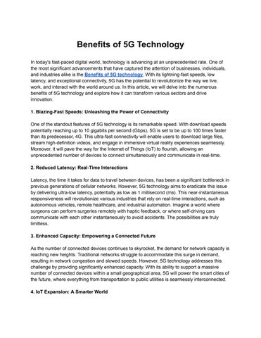 Benefits of 5G Technology by kepemar763 - Issuu
