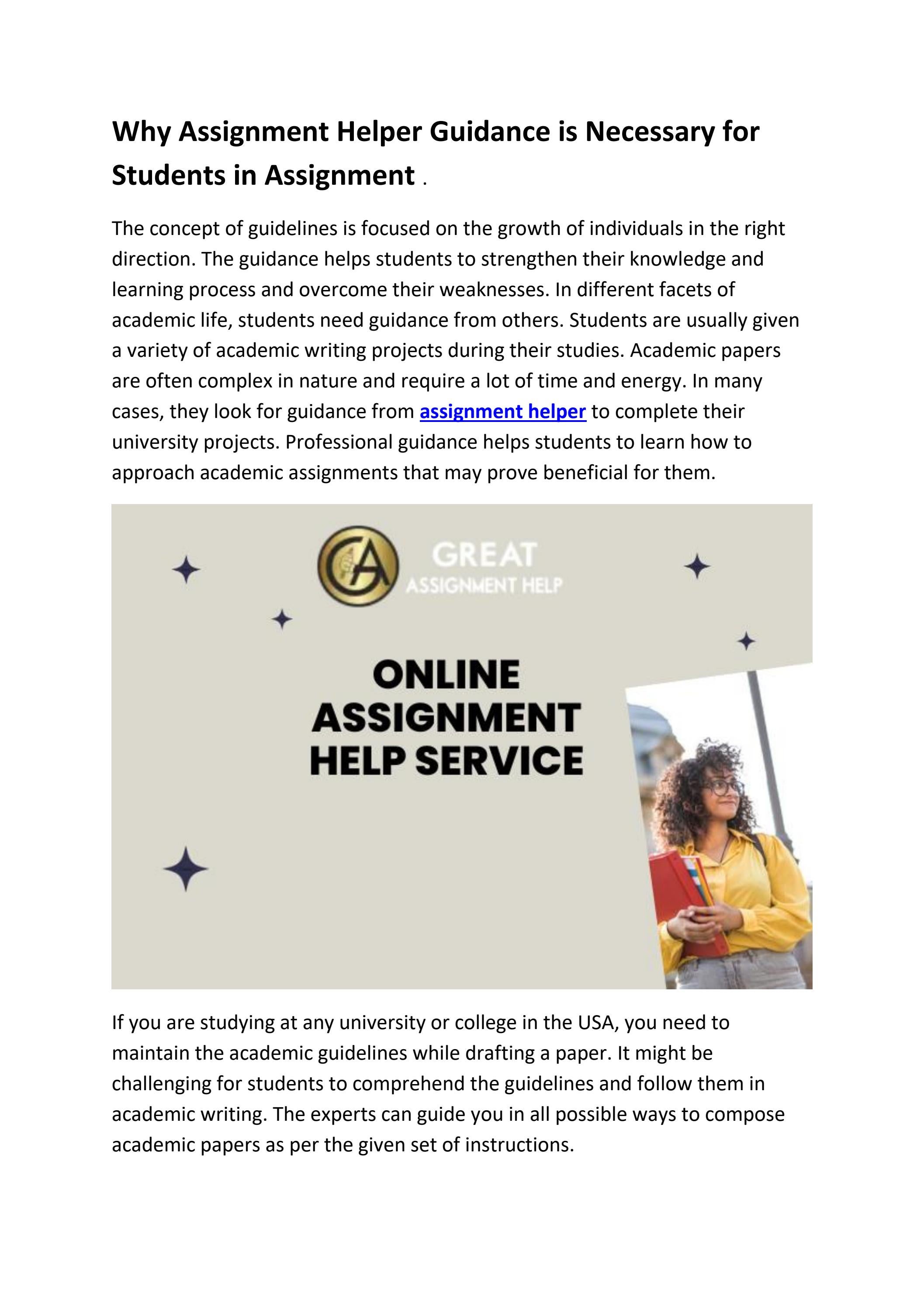Get Assignment Helper Guidance to Score Better in Assignment by Austin ...