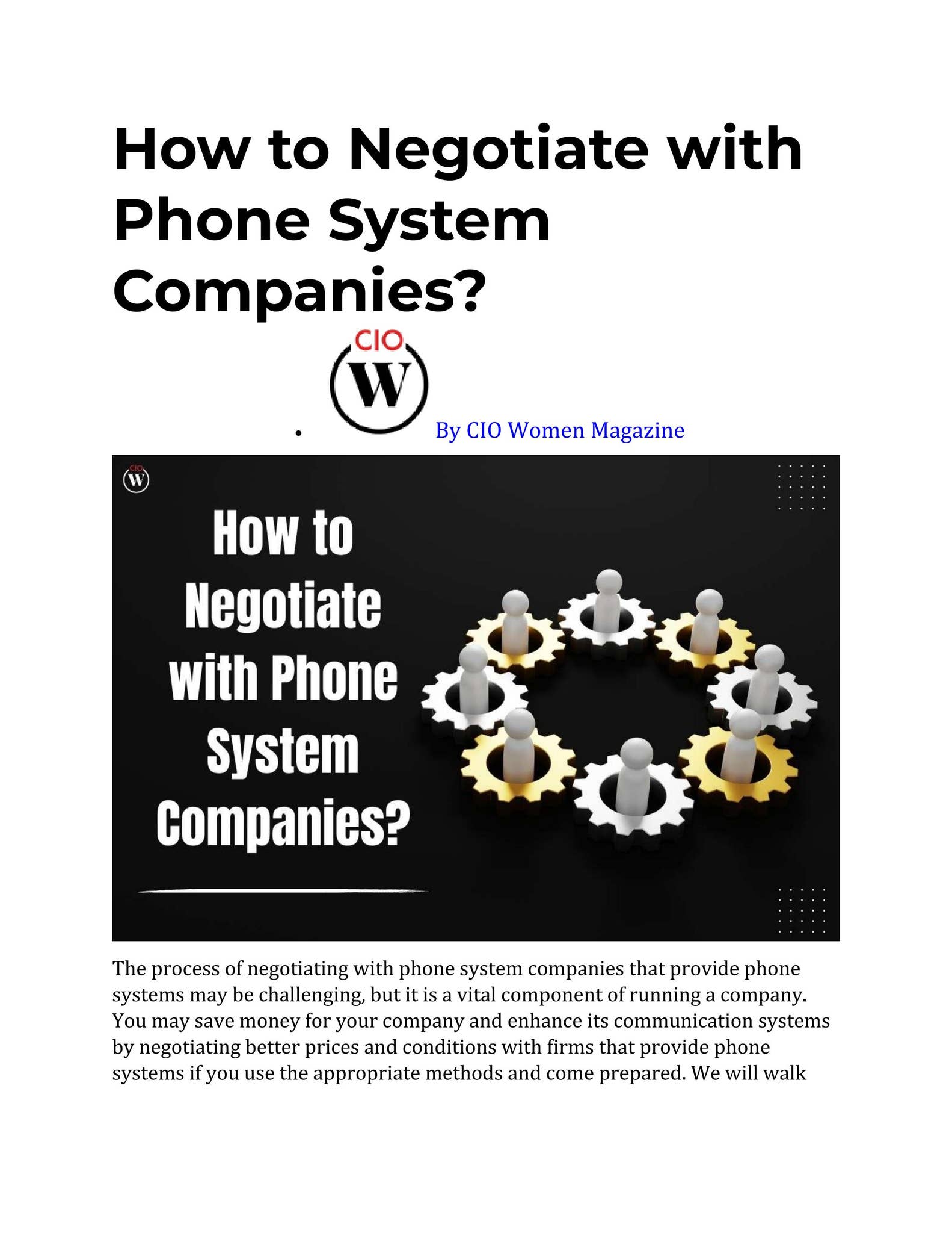 How to Negotiate with Phone System Companies? by CIO Women Magazine - Issuu