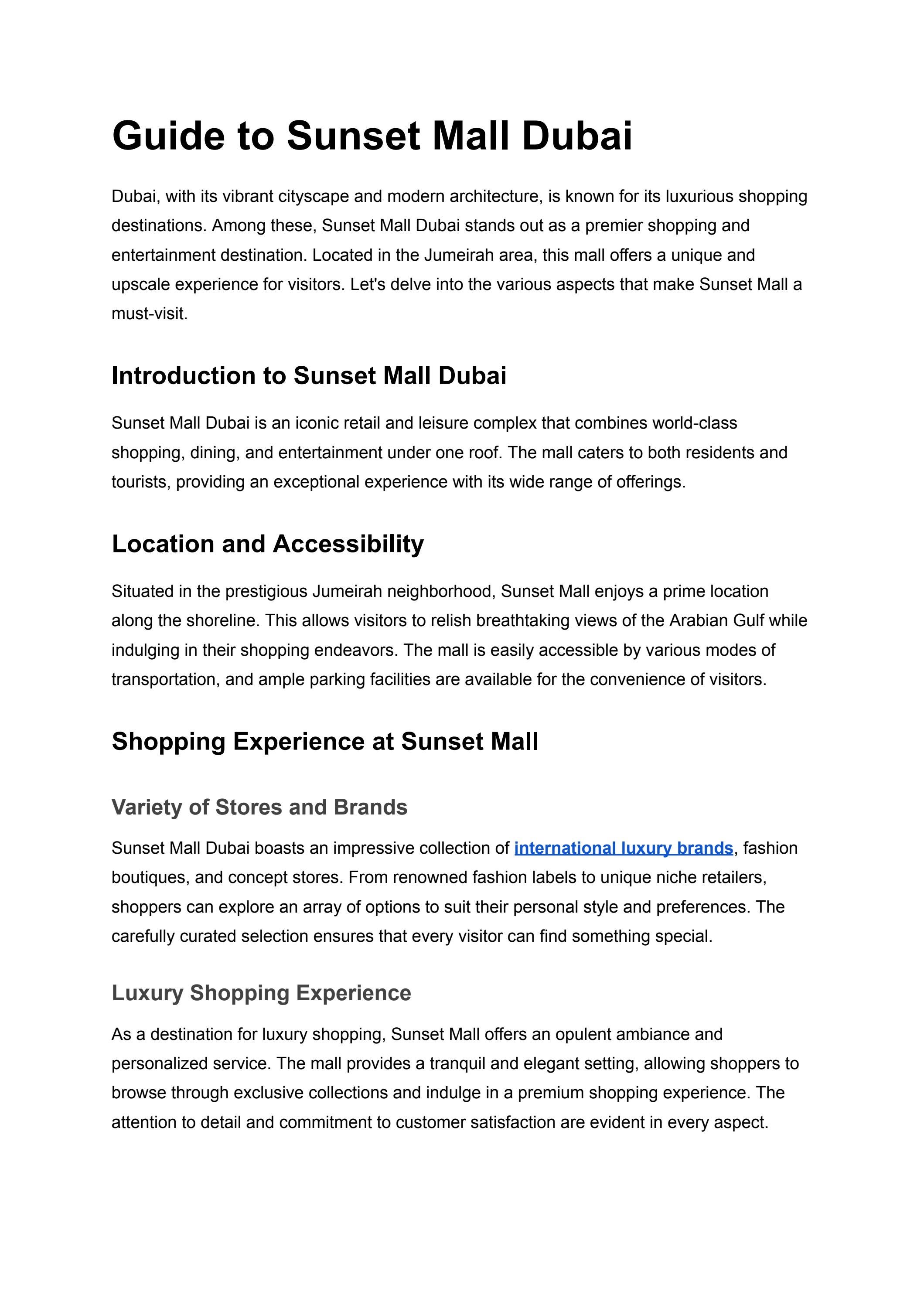 Guide to Sunset Mall Dubai by greatdubai000 - Issuu