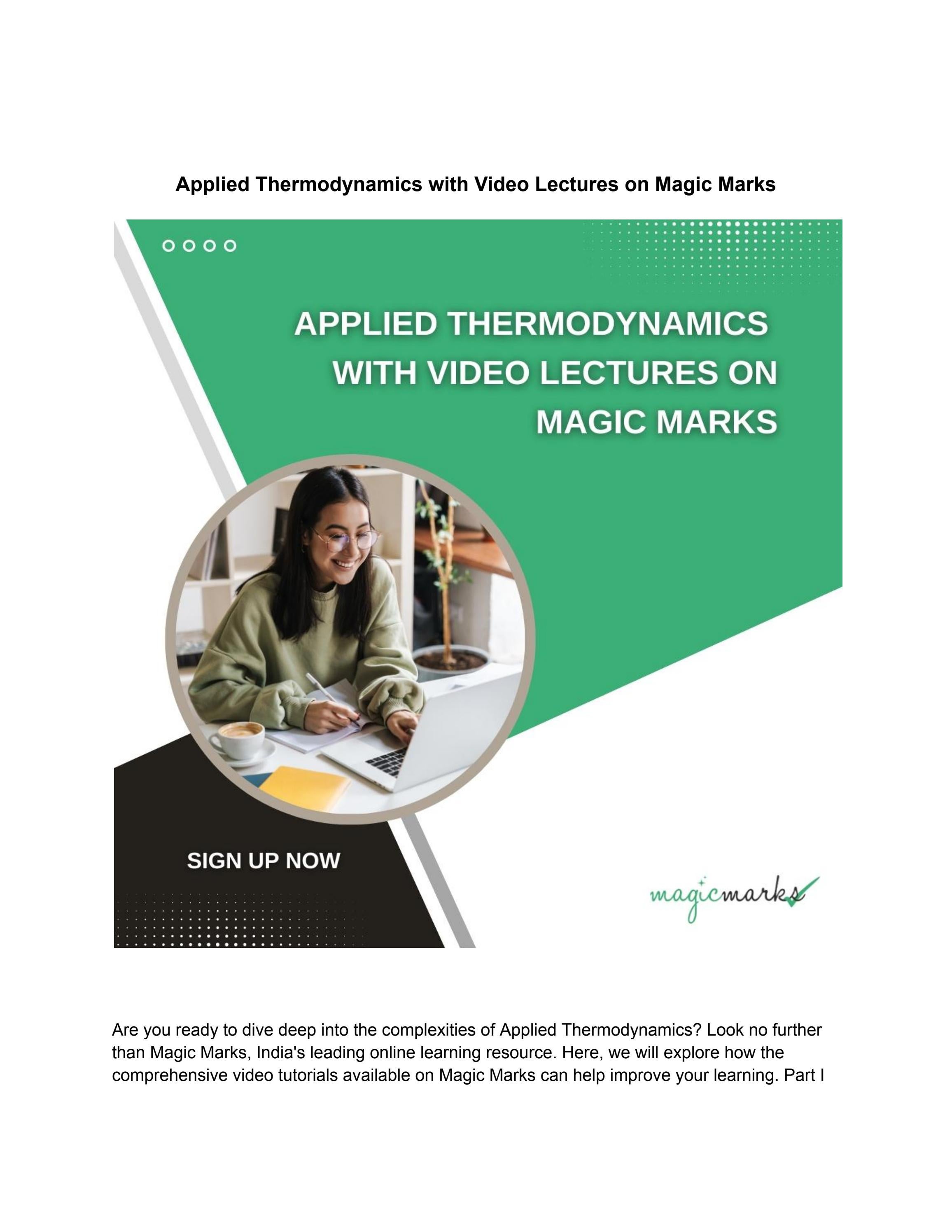 Applied Thermodynamics with Video Lectures on Magic Marks by magicmarks - Issuu
