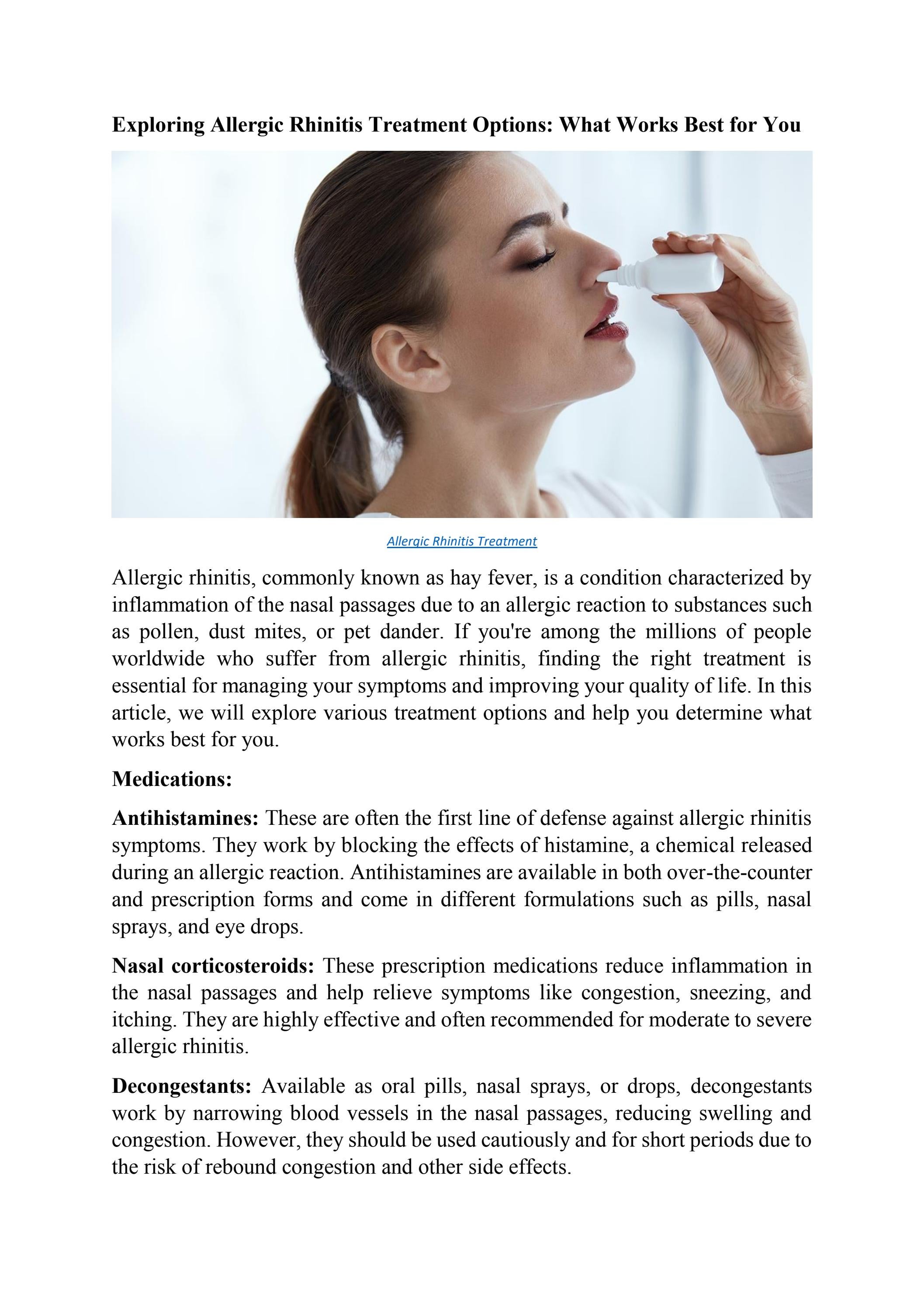 Exploring Allergic Rhinitis Treatment Options: What Works Best for You ...