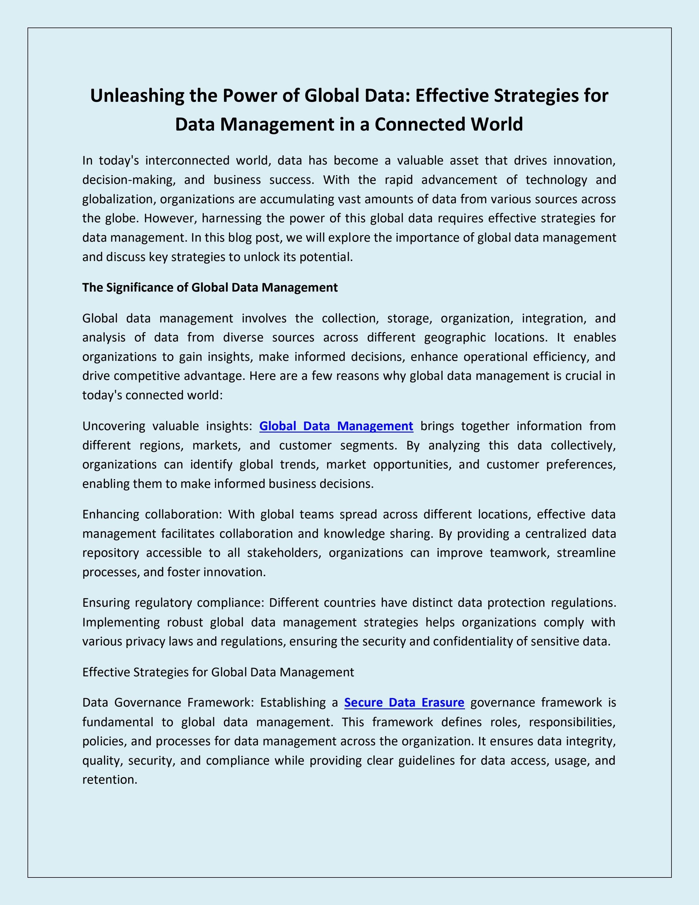 Unleashing the Power of Global Data: Effective Strategies for Data ...