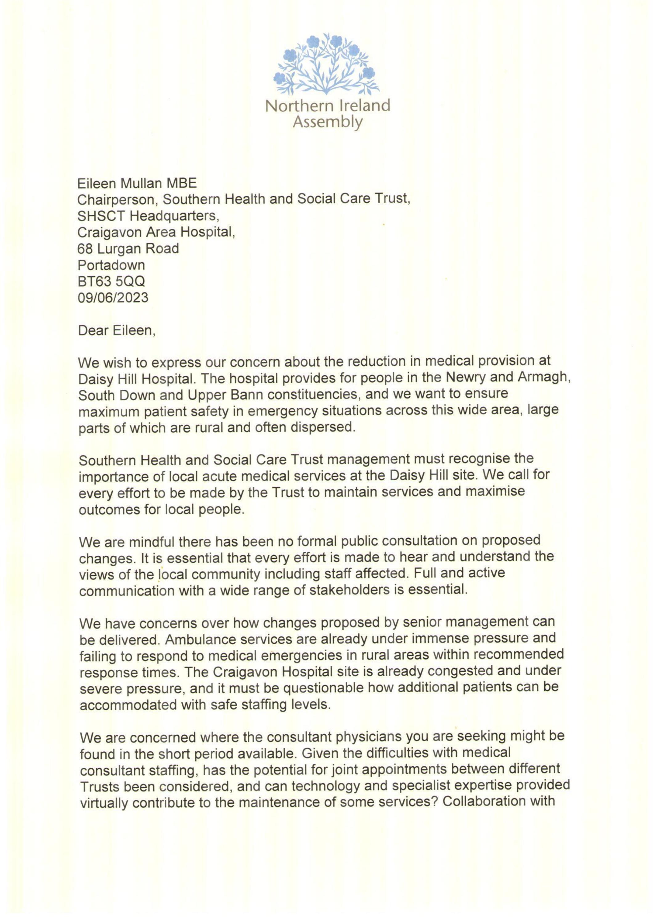 DUP MLAs call for services to be maintained at Daisy Hill hospital by ...