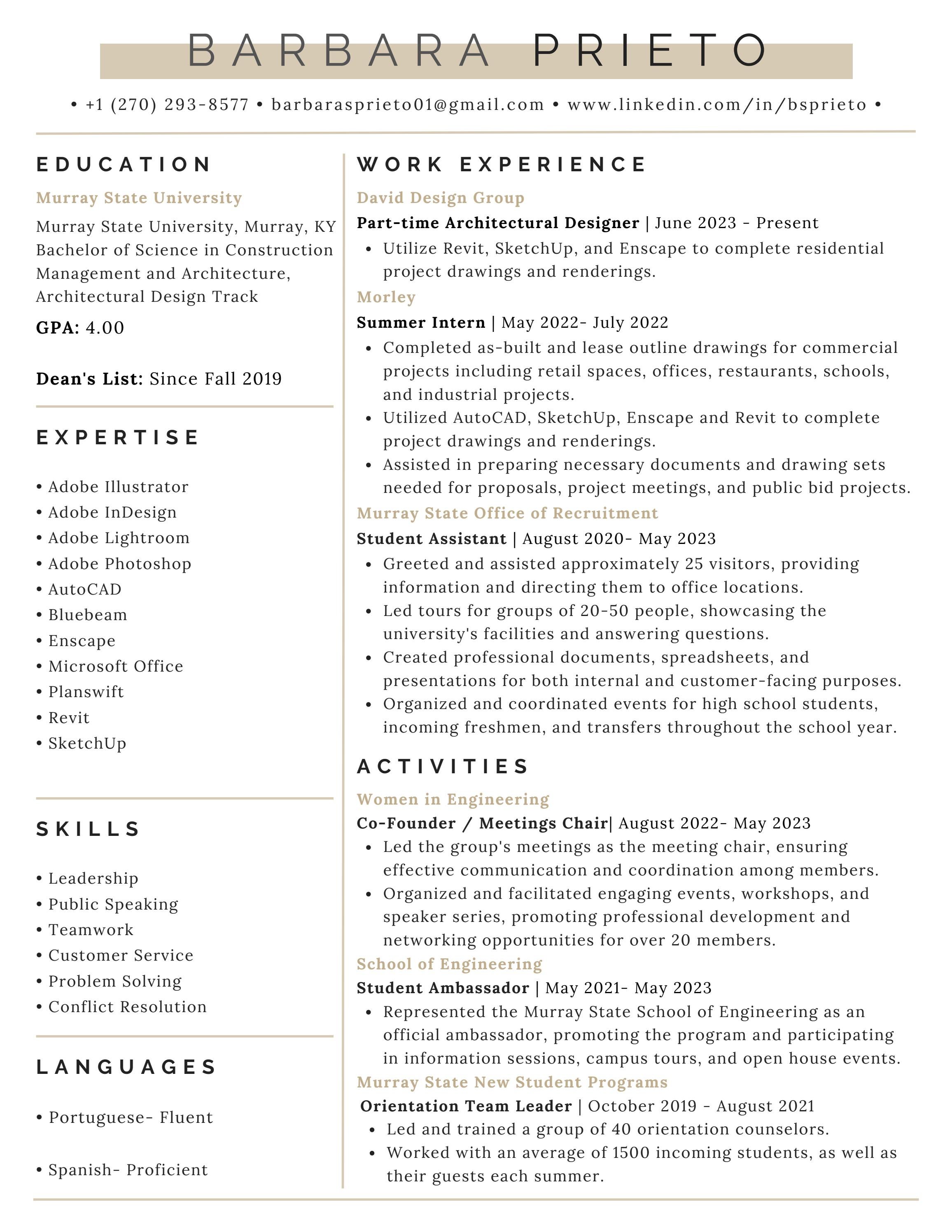 Resume Barbara Prieto by Barbara Prieto - Issuu