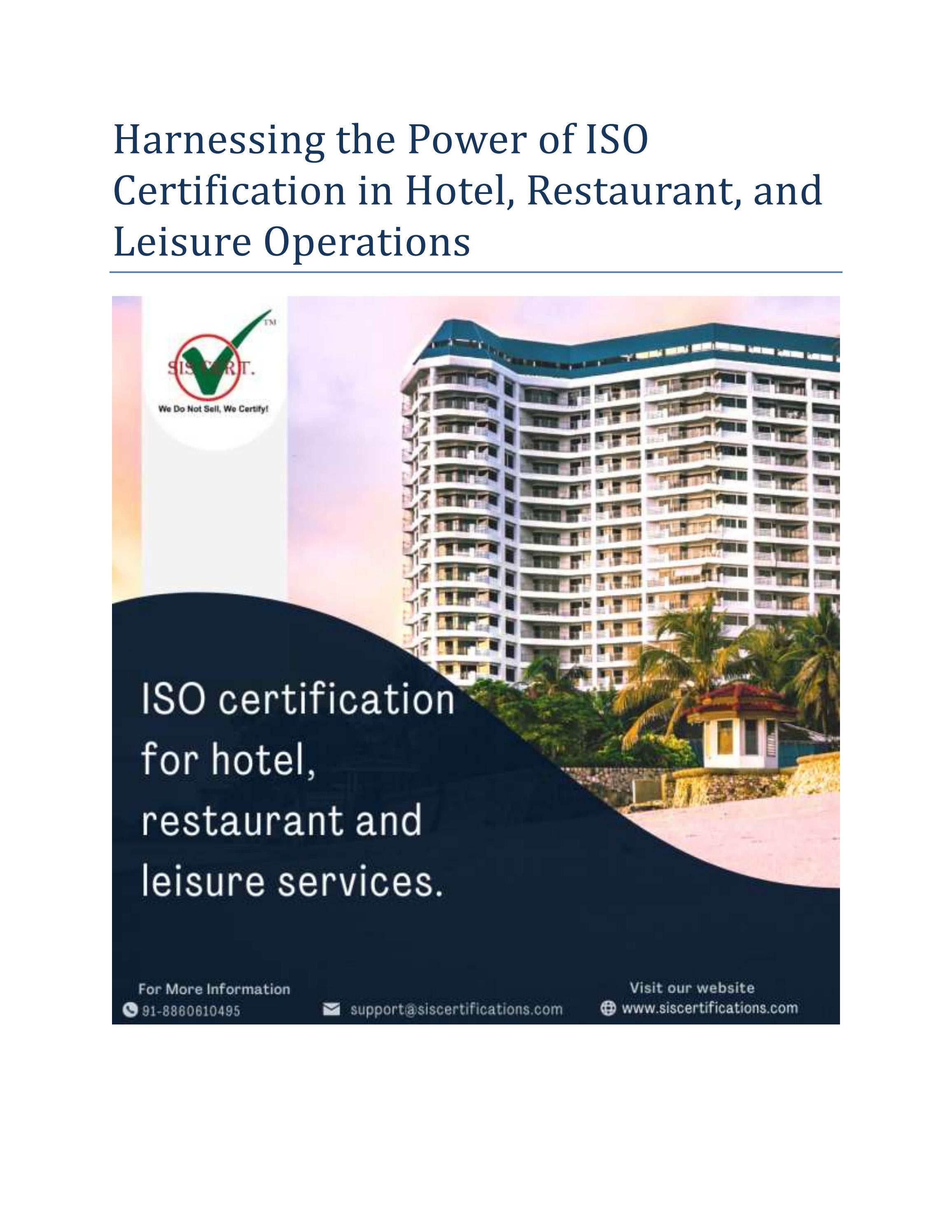 Harnessing the Power of ISO Certification in Hotel, Restaurant, and ...