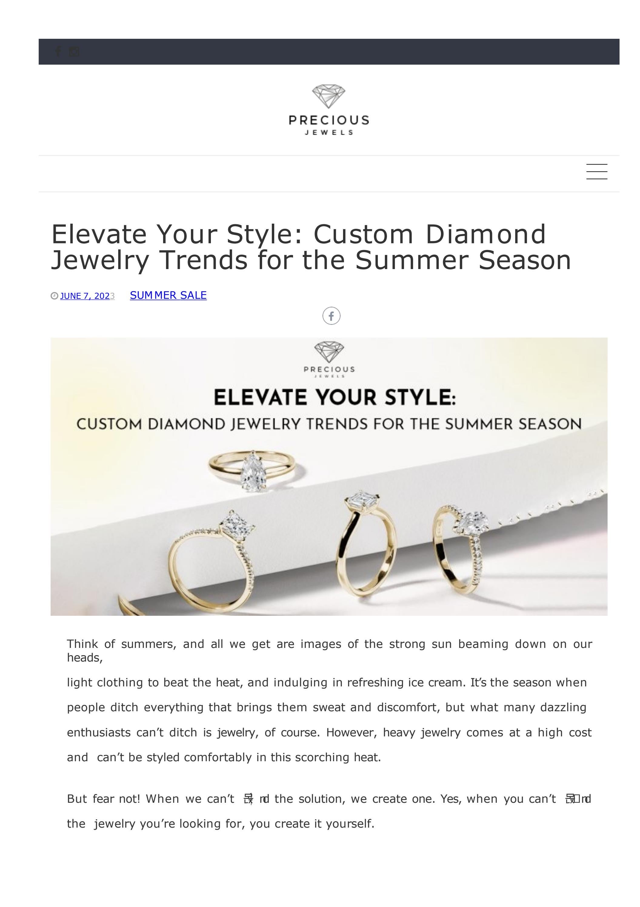 Elevate Your Style this Summer with Custom Diamond Jewelry Trends by ...
