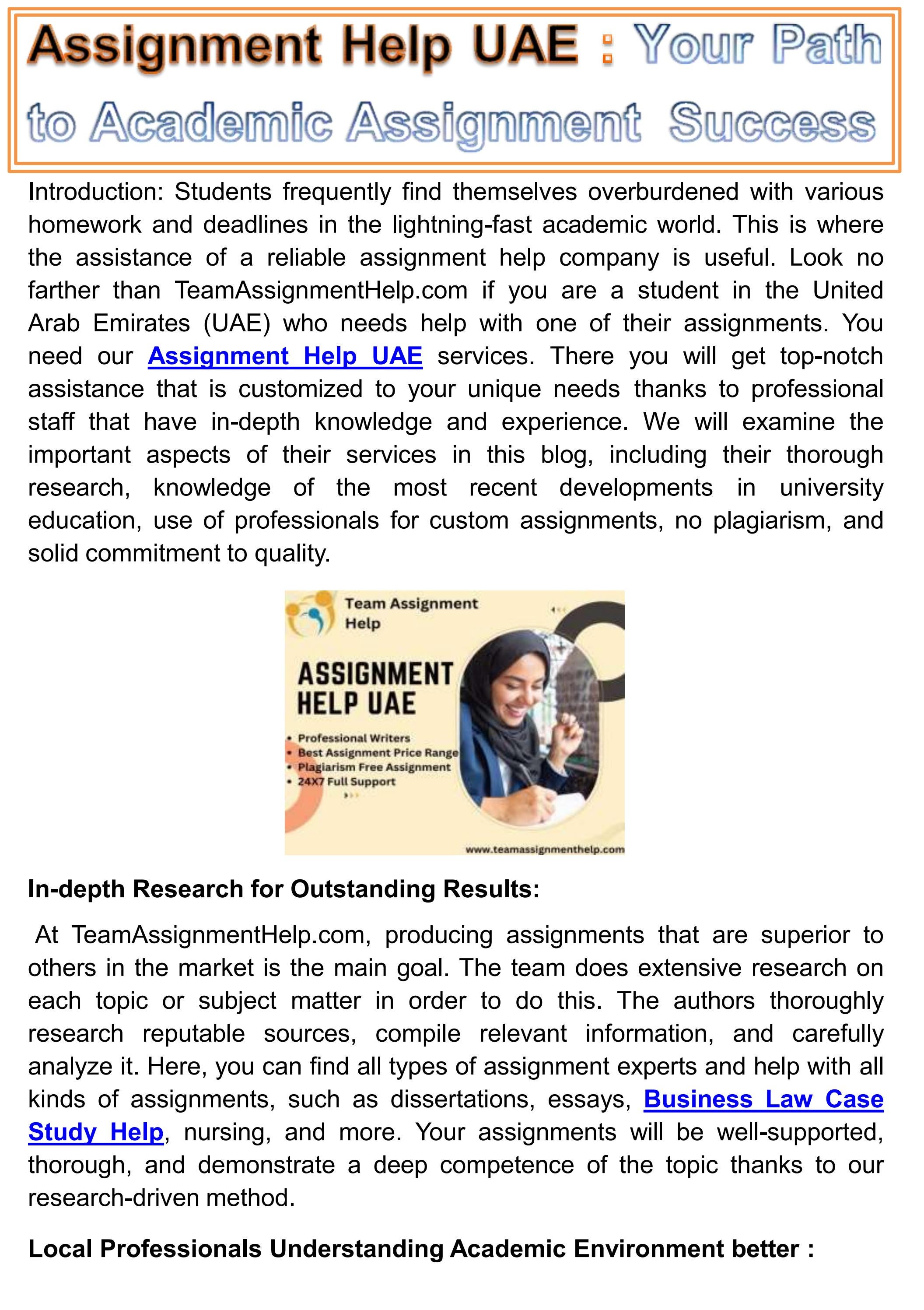 Assignment Help UAE : Your Path to Academic Assignbment Sucees by Team ...