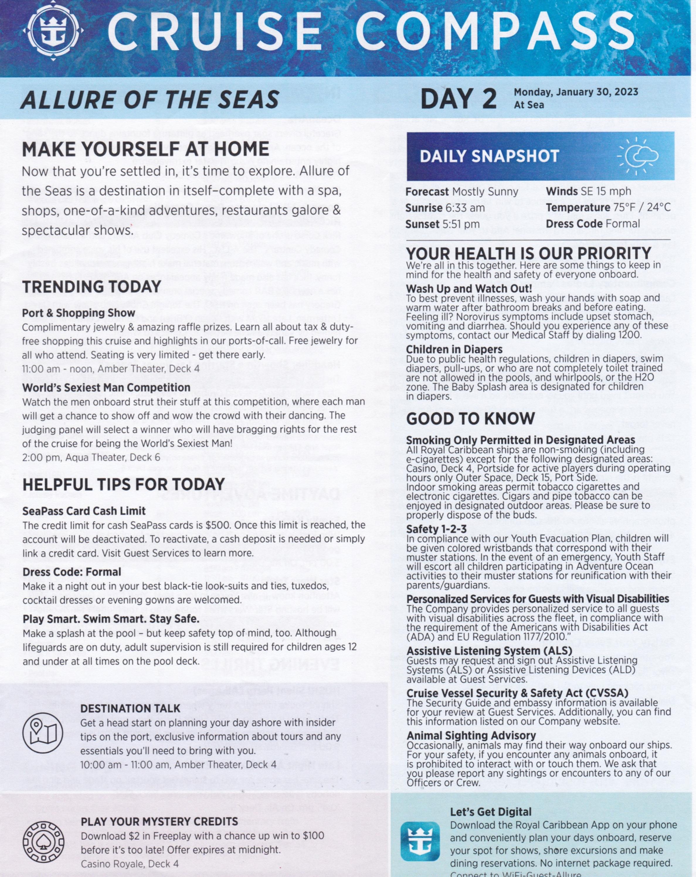 Allure of the Seas 7-night Western Caribbean Cruise Compass - January 29, 2023 by Royal ...