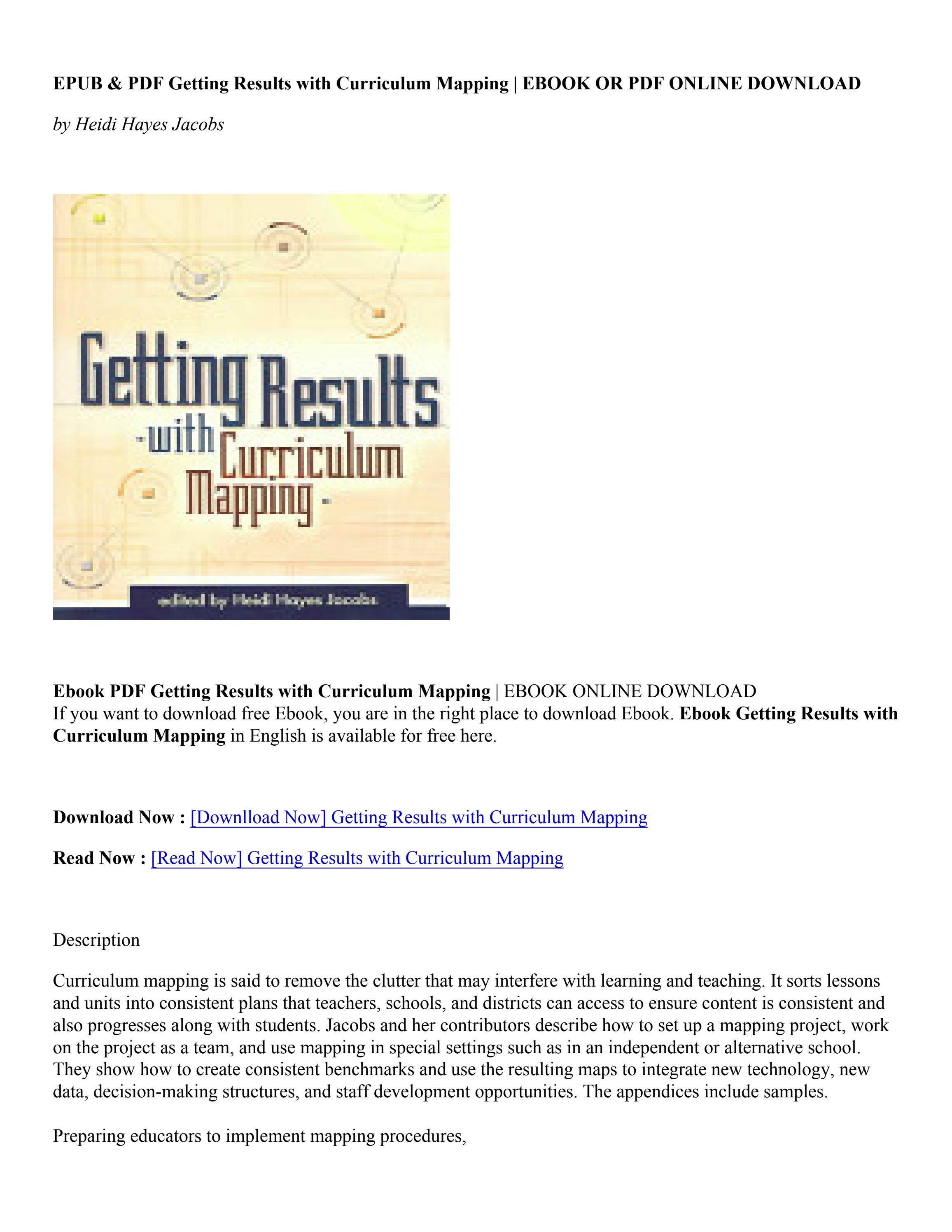 PDF Getting Results With Curriculum Mapping Heidi Hayes Jacobs By PDF Getting Results With Curriculum Mapping Heidi Hayes Jacobs By