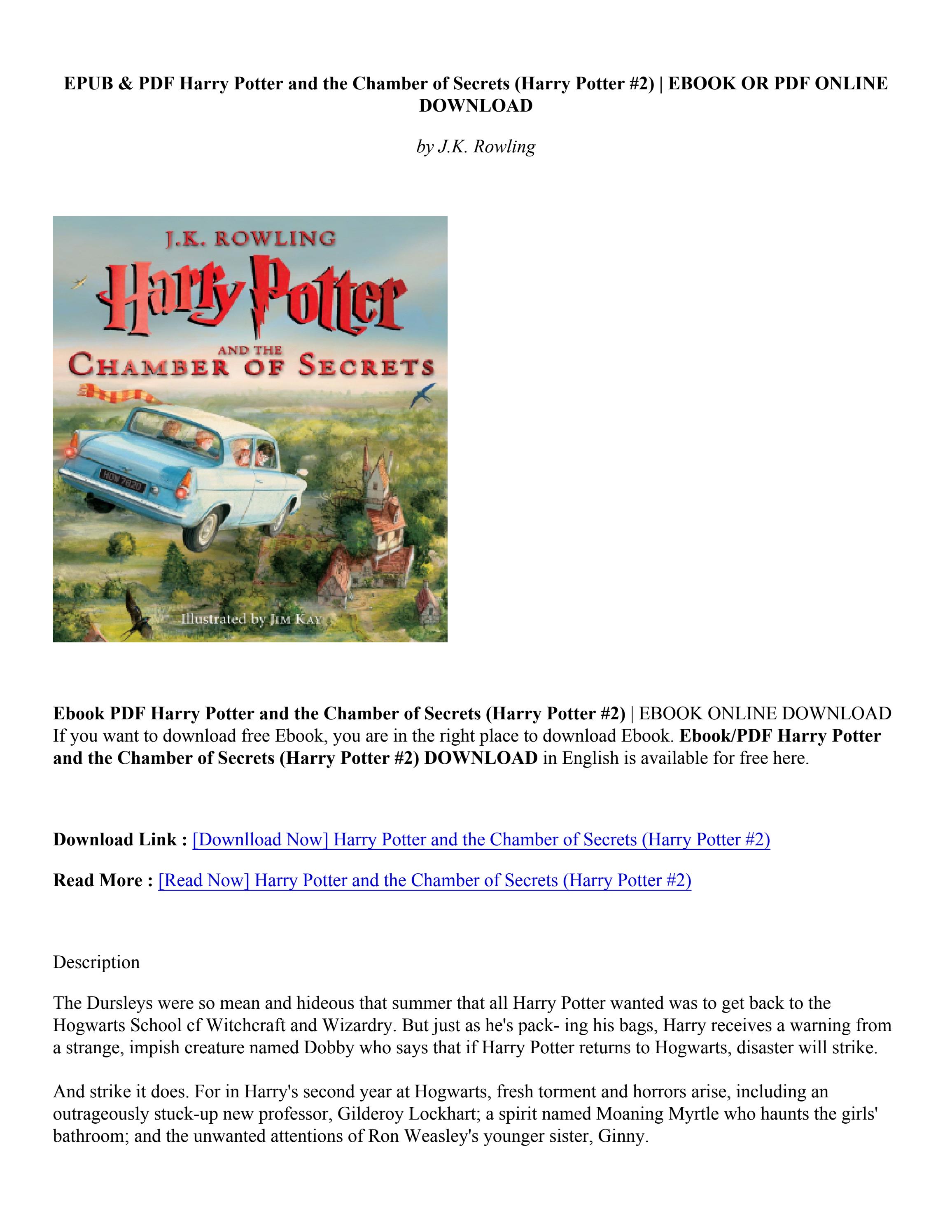 Download Book Harry Potter and the Chamber of Secrets (Harry Potter, #2 ...