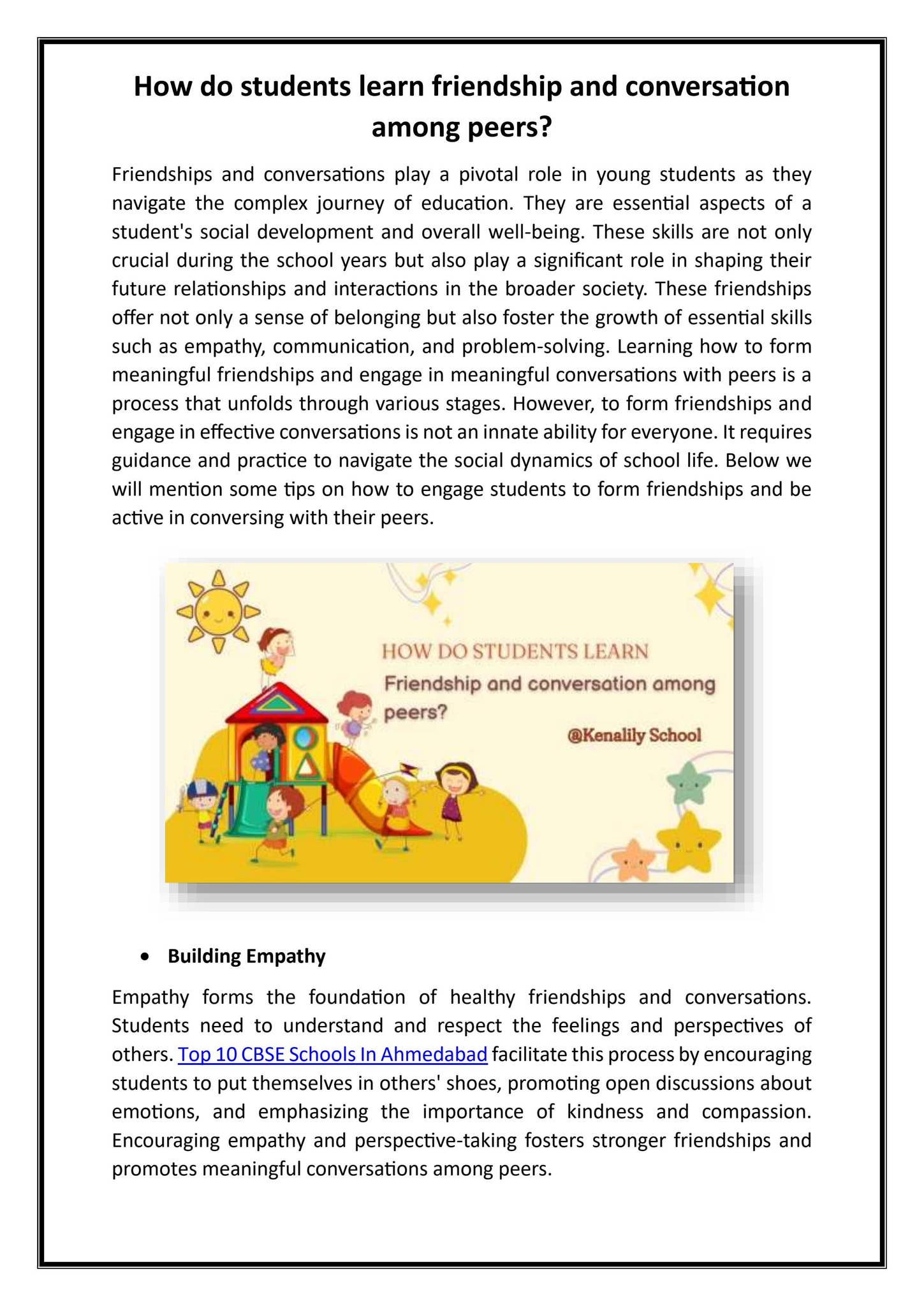 How do students learn friendship and conversation among peers? by ...