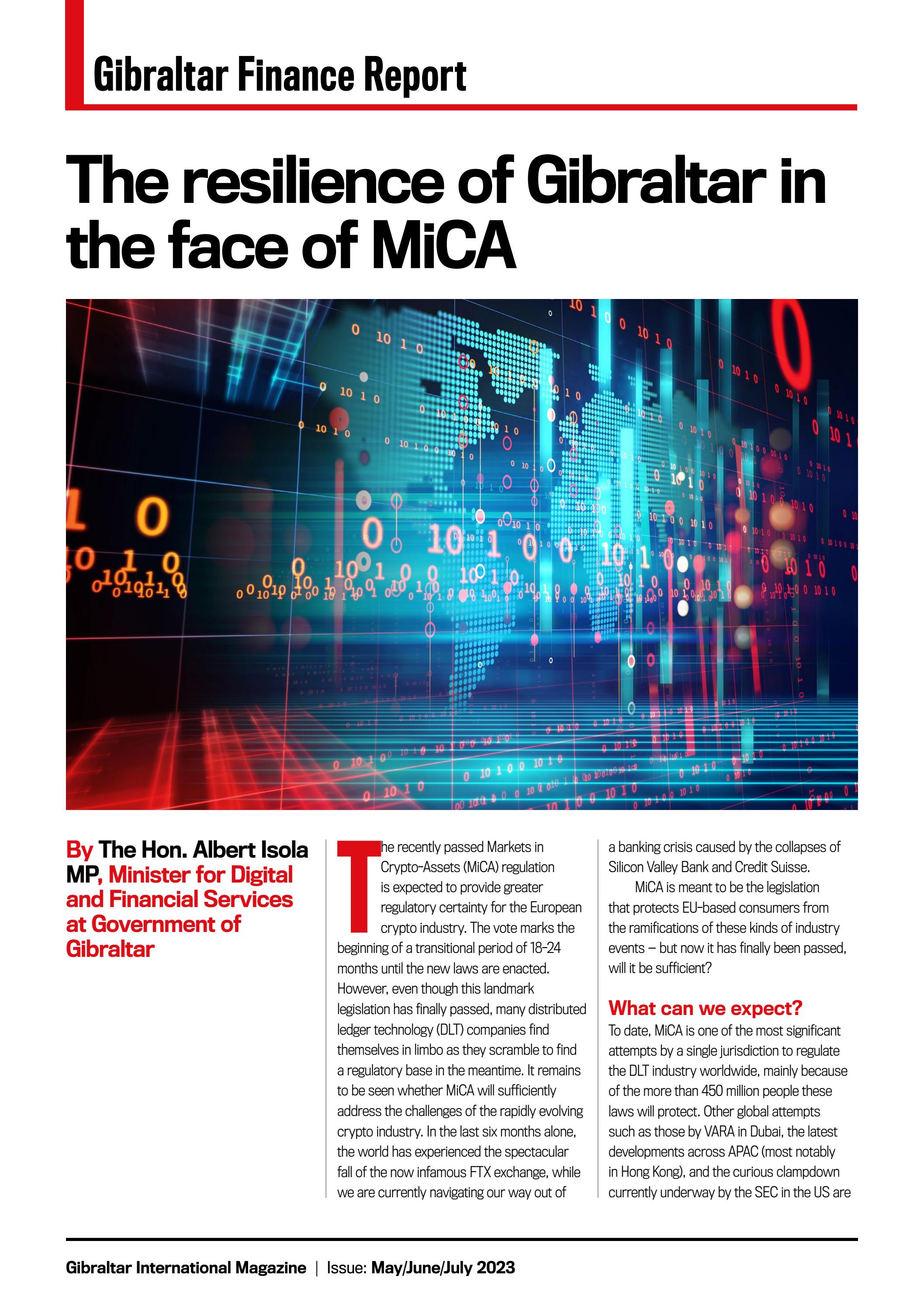 The resilience of Gibraltar in the face of MiCA - Albert Isola MP by ...