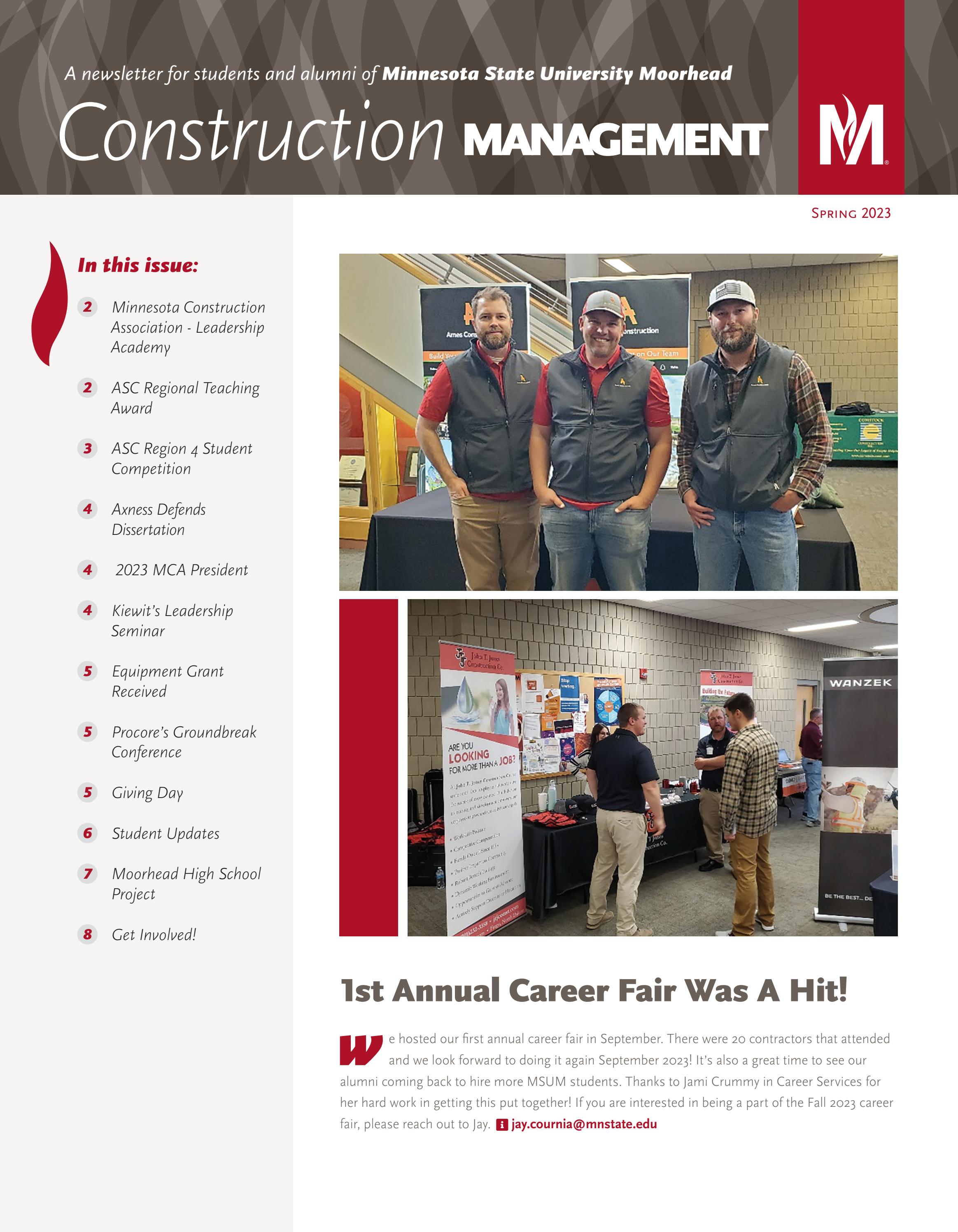 Construction Management Newsletter - Spring 2023 by MSU Moorhead - Issuu