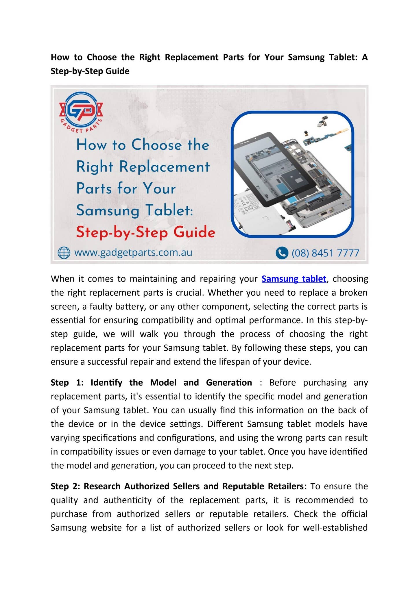 How to Choose the Right Replacement Parts for Your Samsung Tablet: A ...