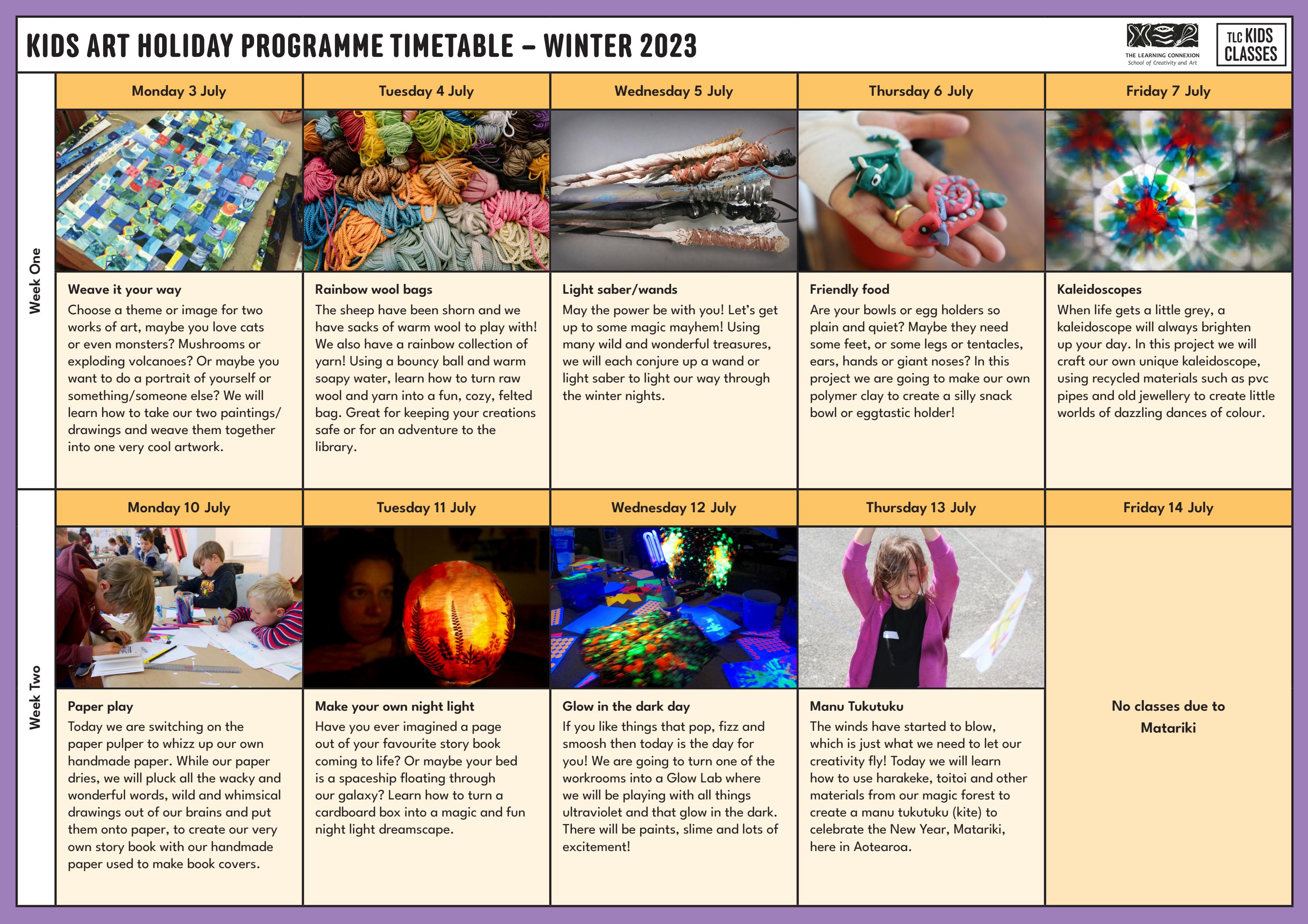 Kids Art Holiday Programme Timetable – Winter 2023 by The Learning ...