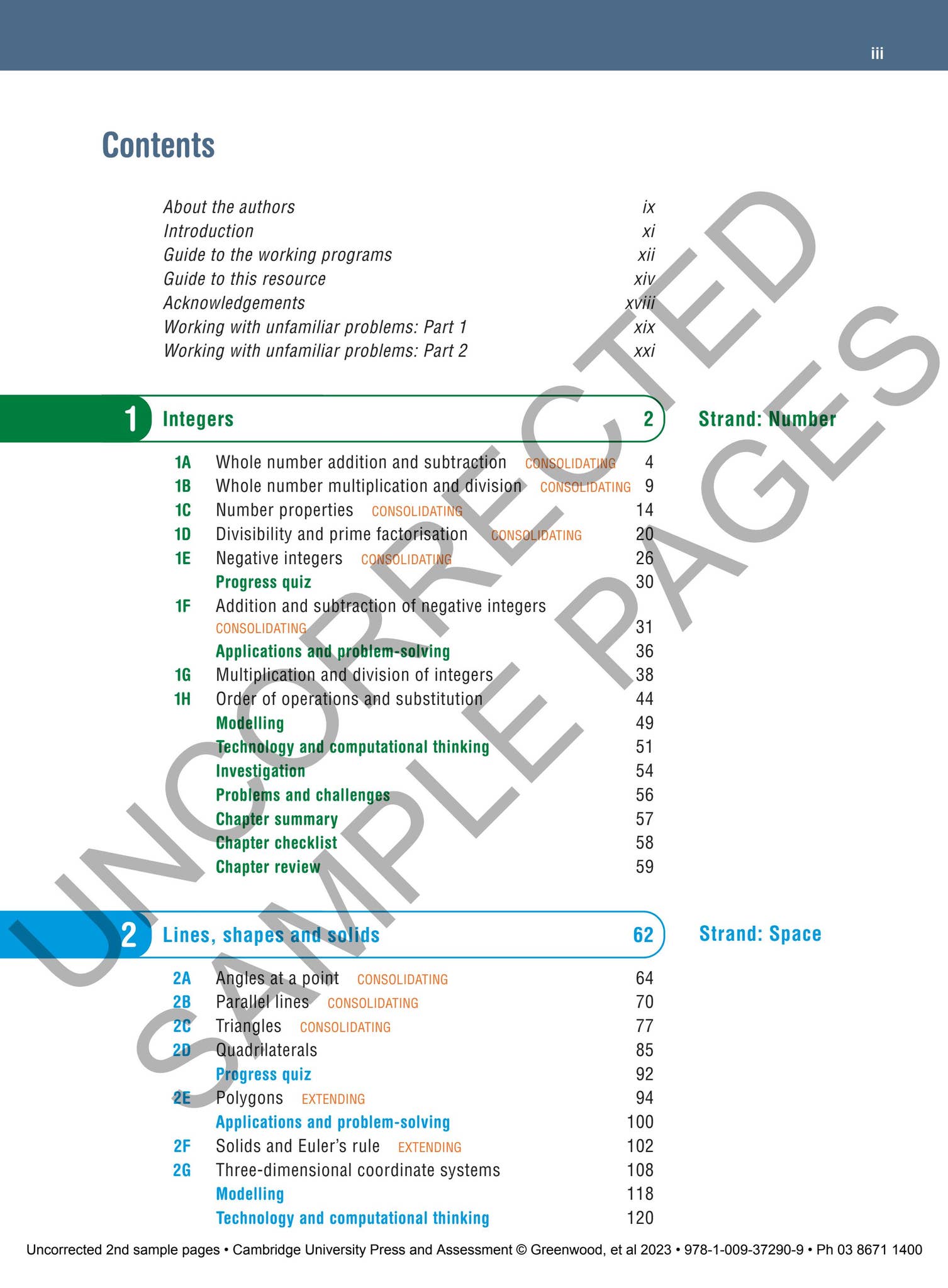 Essential Mathematics for the Australian Curriculum Year 8 Table of ...