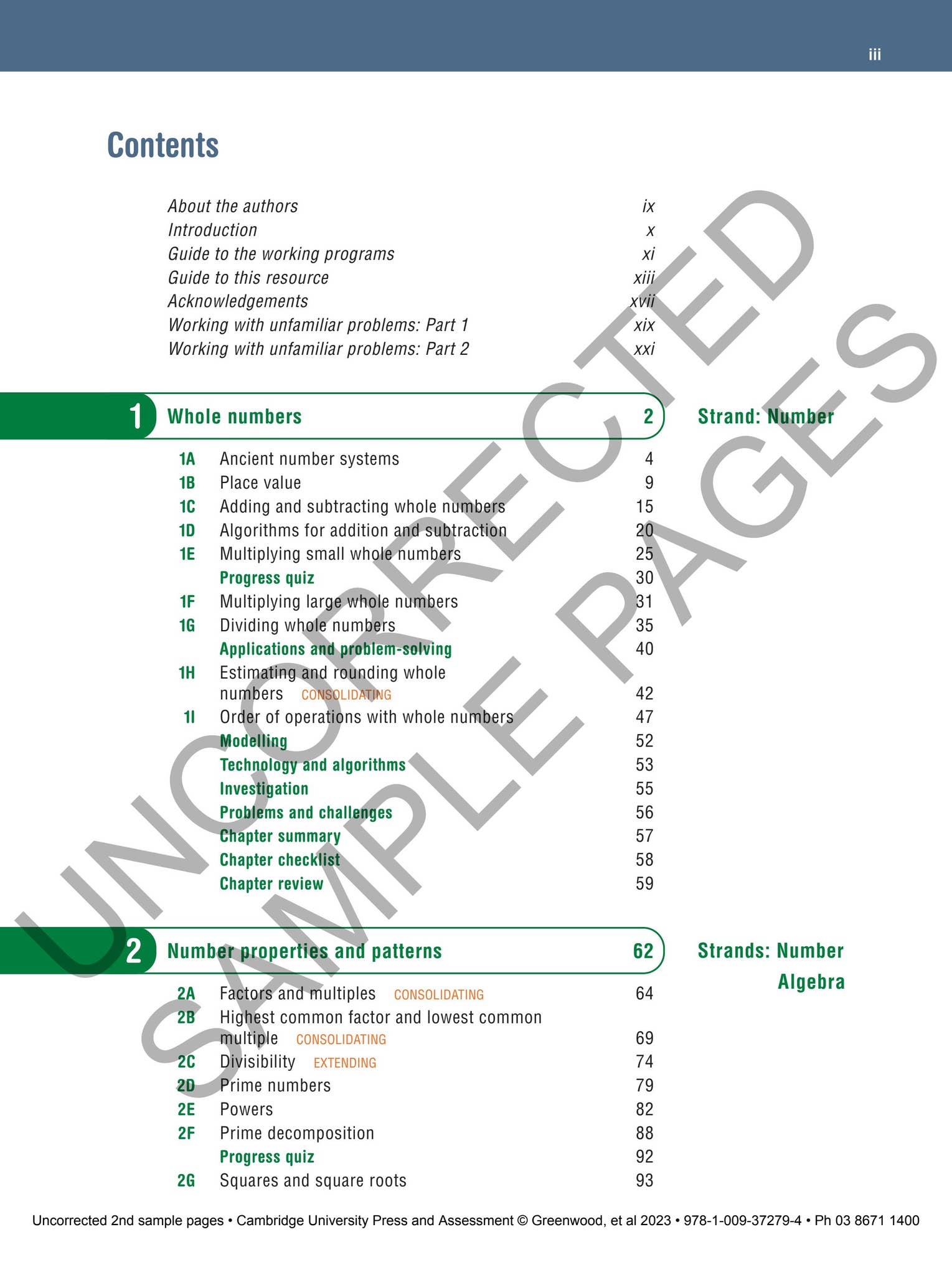 Essential Mathematics for the Australian Curriculum Year 7 Table of ...