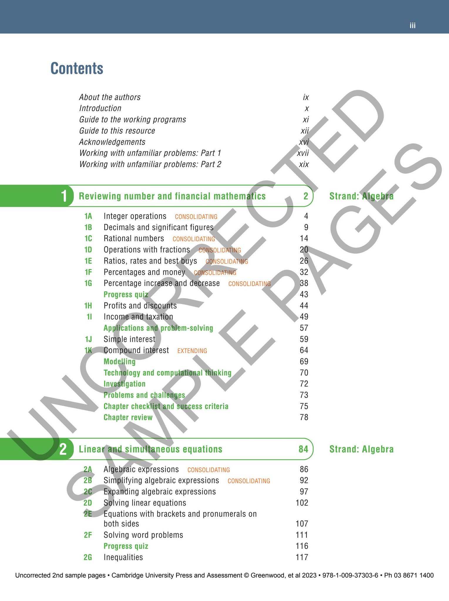 Essential Mathematics for the Australian Curriculum YEAR 9 Table of ...