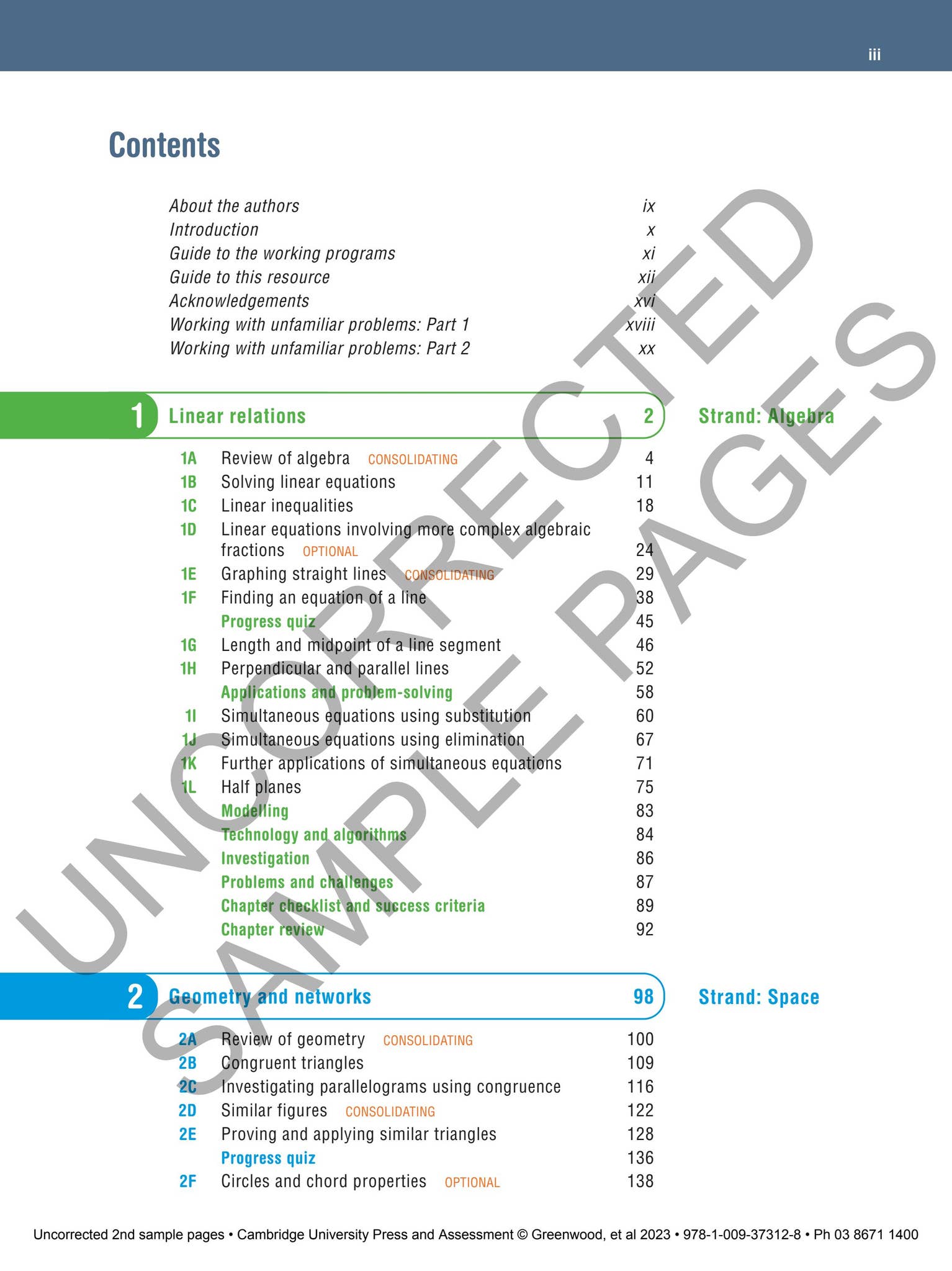 Essential Mathematics for the Australian Curriculum Year 10 Table of ...