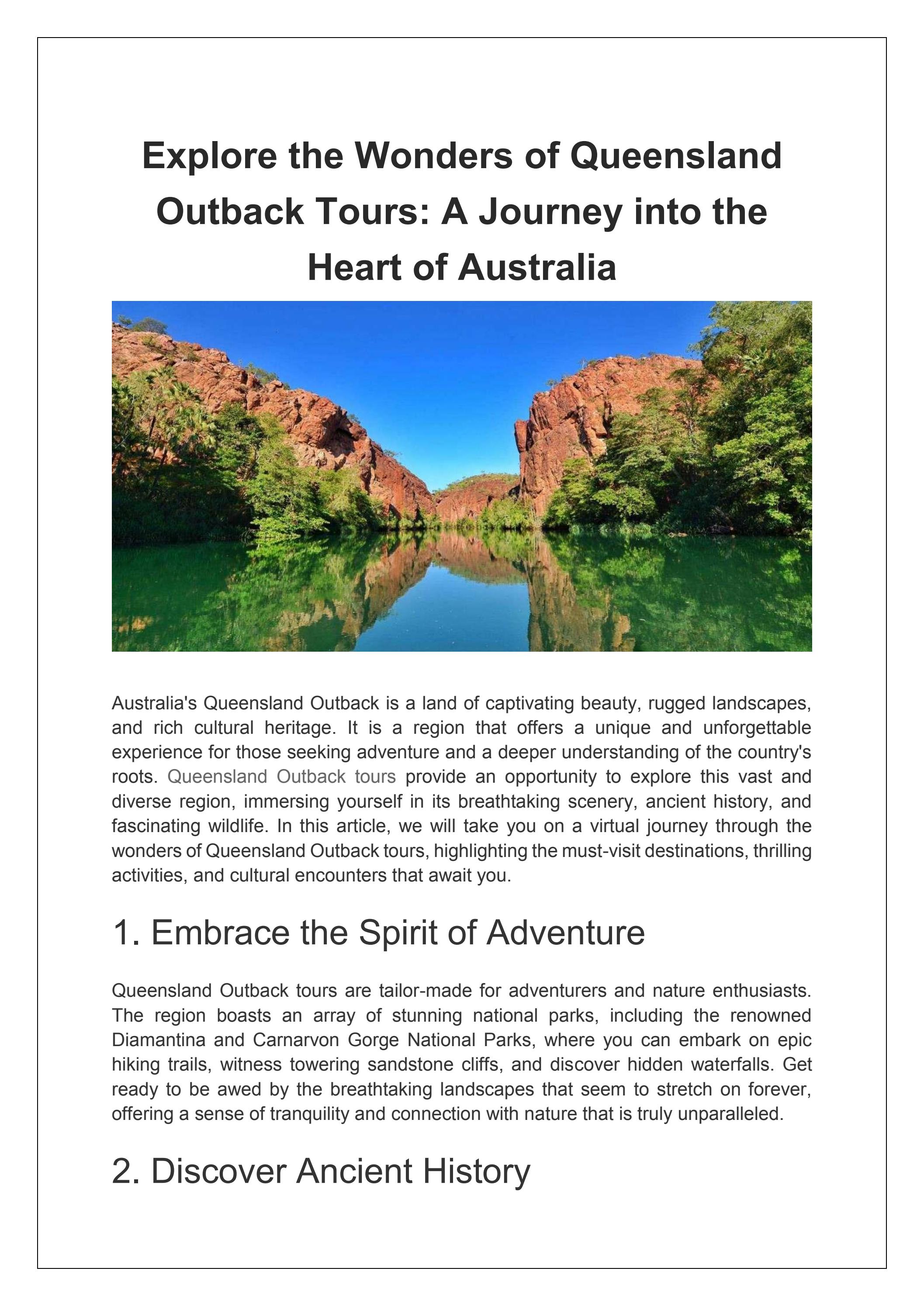 Explore the Wonders of Queensland Outback Tours: A Journey into the ...