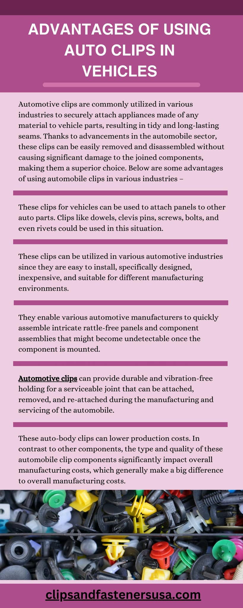 Advantages of Using Auto Clips in Vehicles by Clips Fastners - Issuu