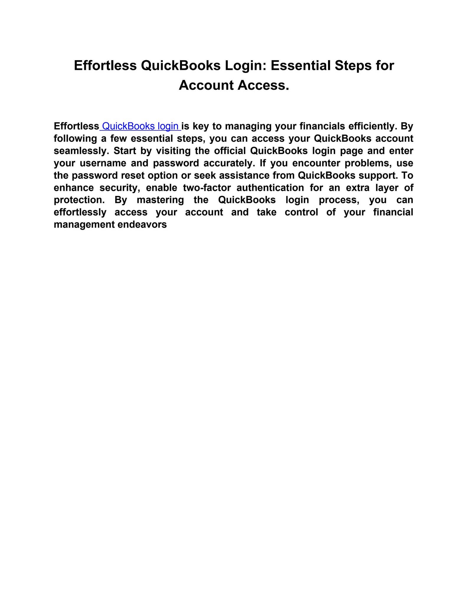 Effortless QuickBooks Login: Essential Steps for Account Access. by ...