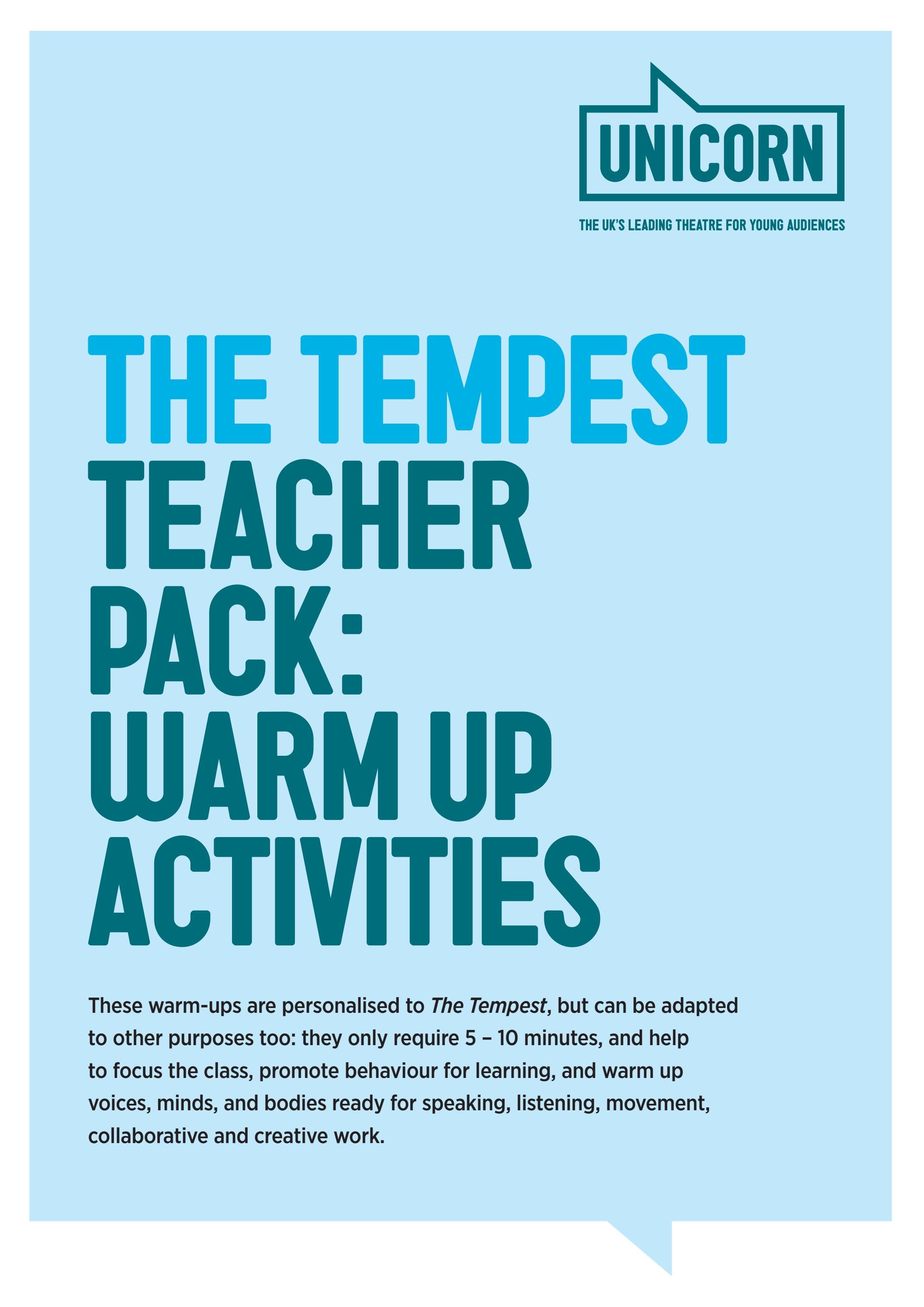Warm Up Activities for The Tempest Classroom Pack | For Primary Schools ...