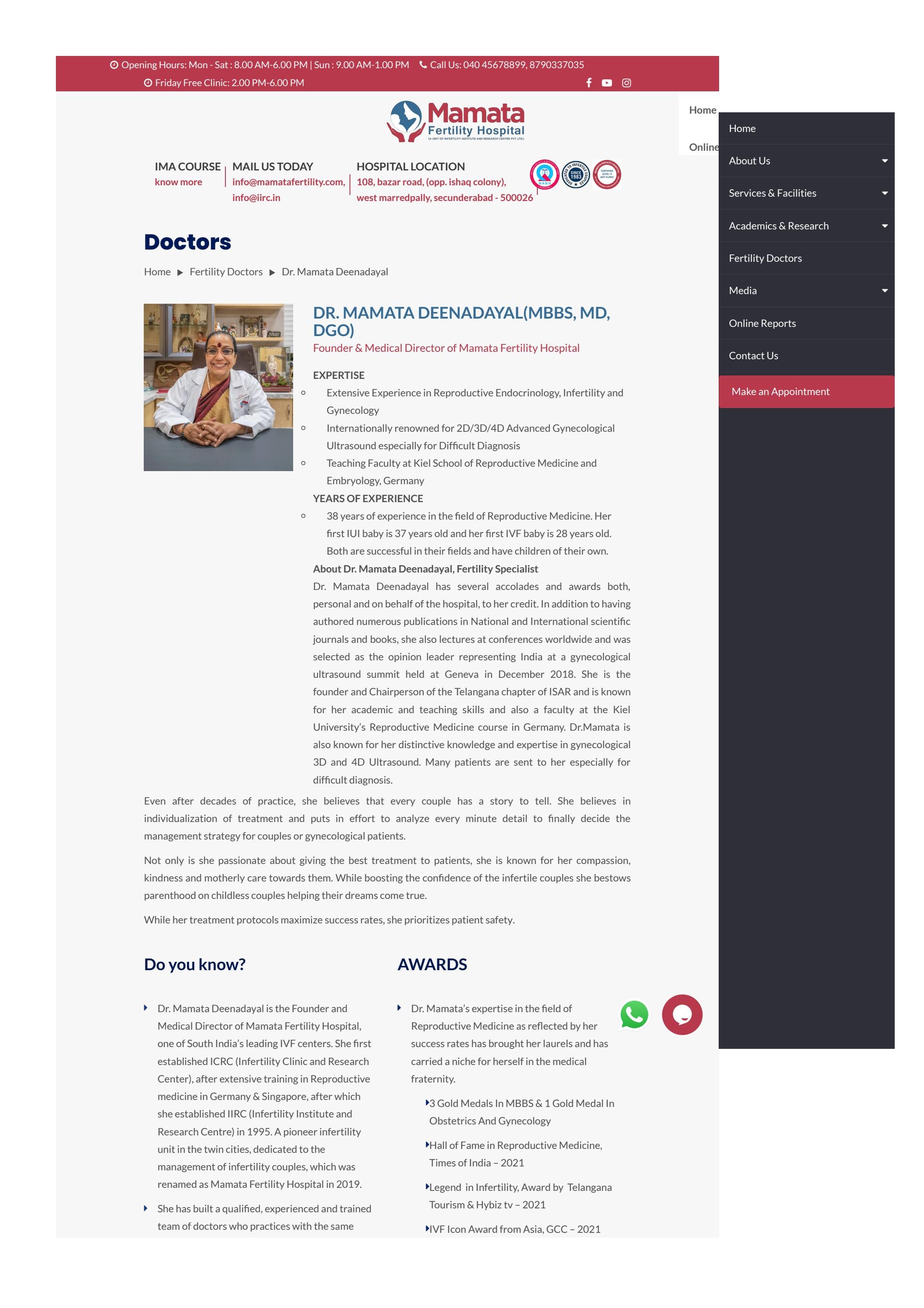 Dr. Mamata Deenadayal - Mamata Fertility Hospital by Manoj Pothani - Issuu