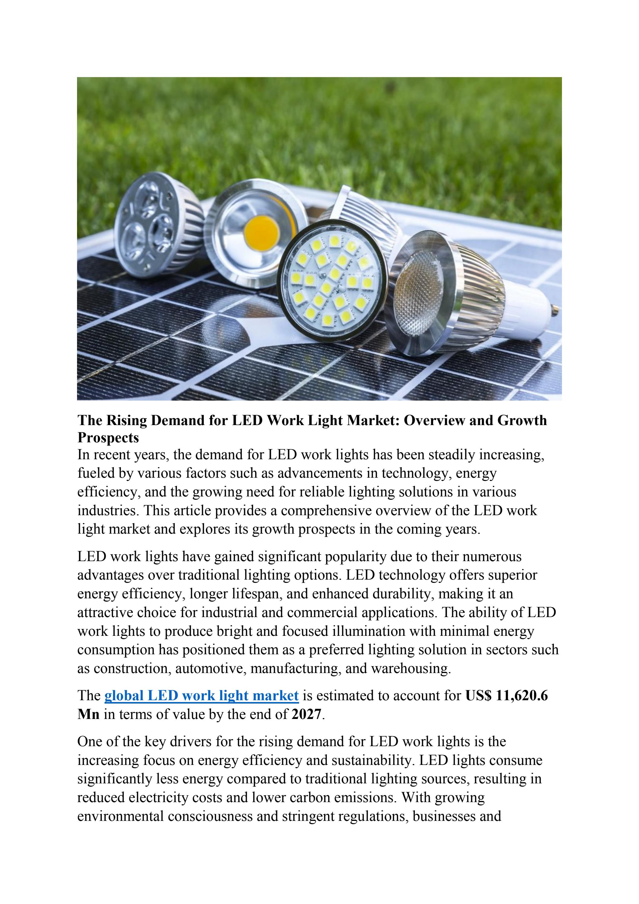 The Rising Demand for LED Work Light Market: Overview and Growth ...