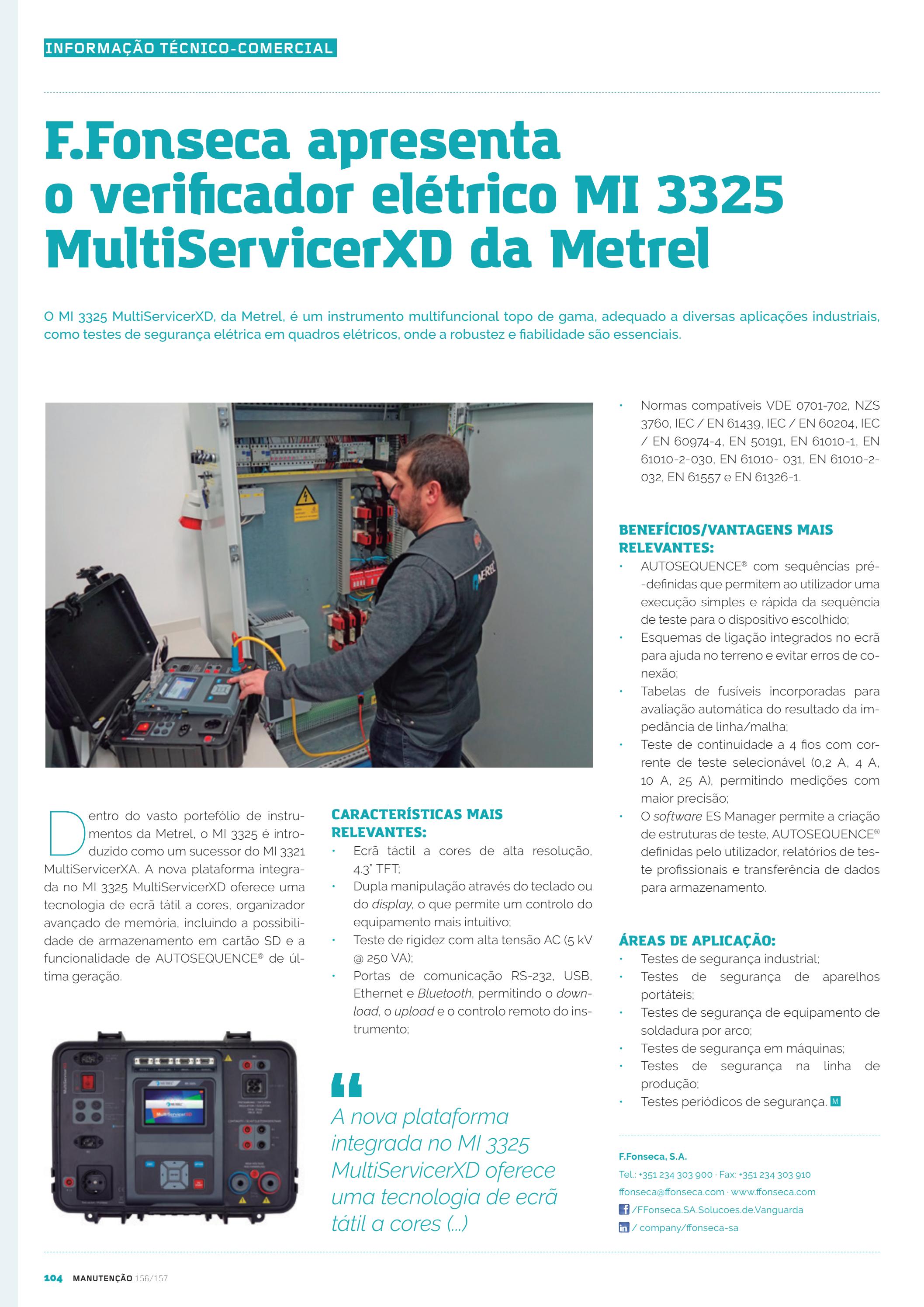 F.Fonseca apresenta o verificador elétrico MI 3325 MultiServicerXD da ...