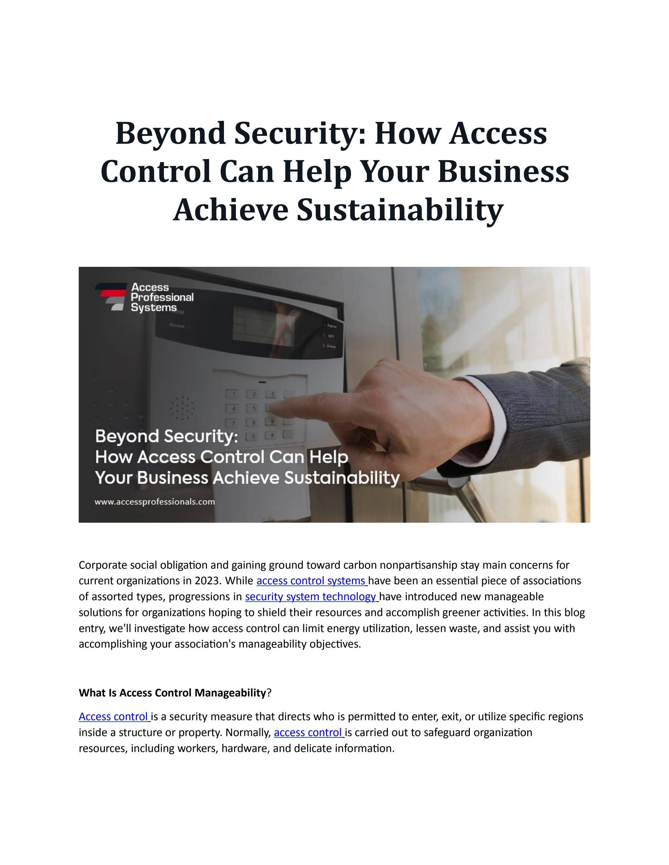 How Access Control Can Help Your Business Achieve Sustainability by ...