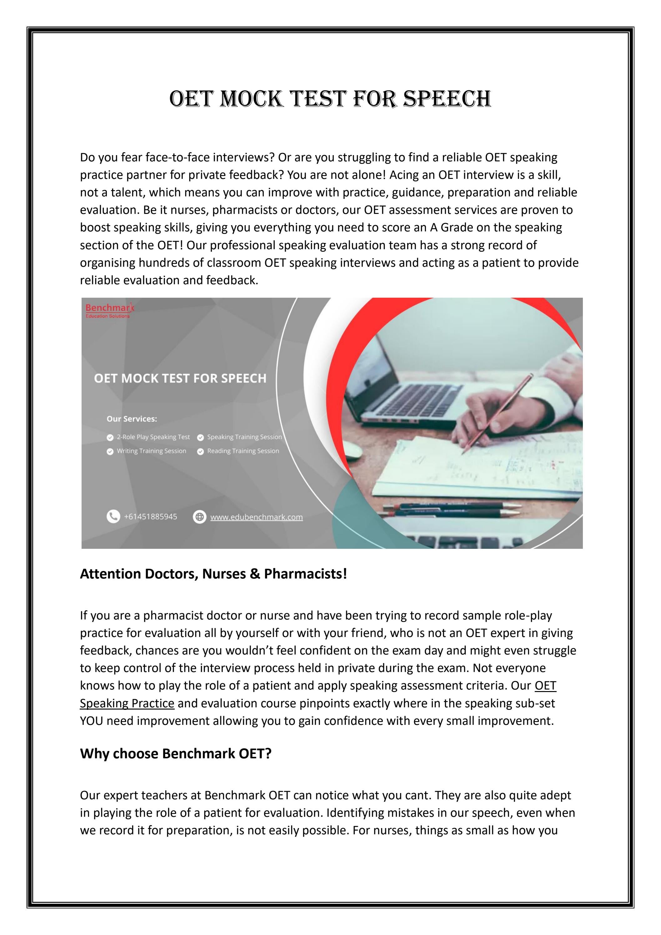 Online OET Training & Preparation Course for Physicians and Nurses by ...