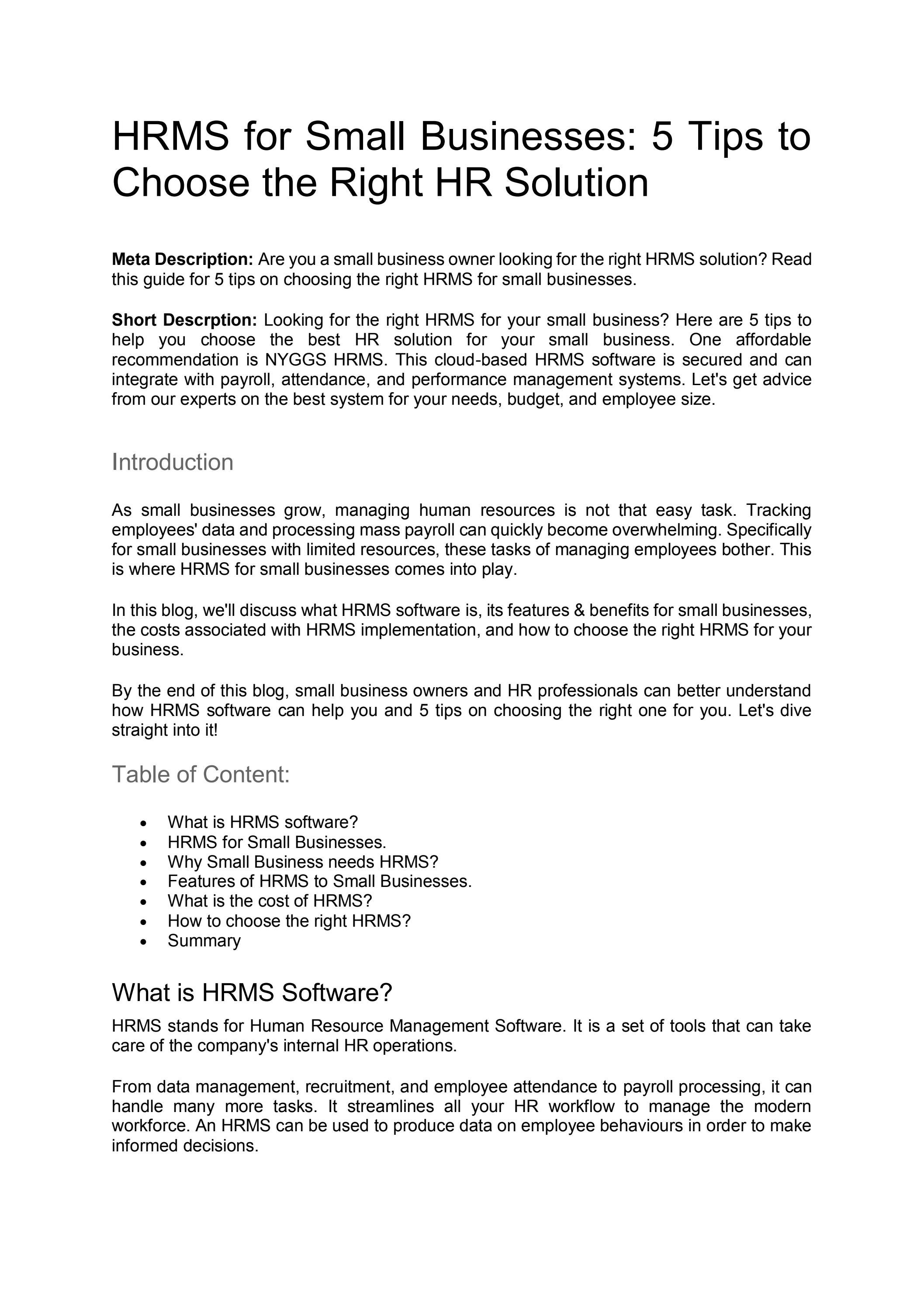 5 Tips for Choosing the Best HR Solution for Small Businesses by NYGGS ...