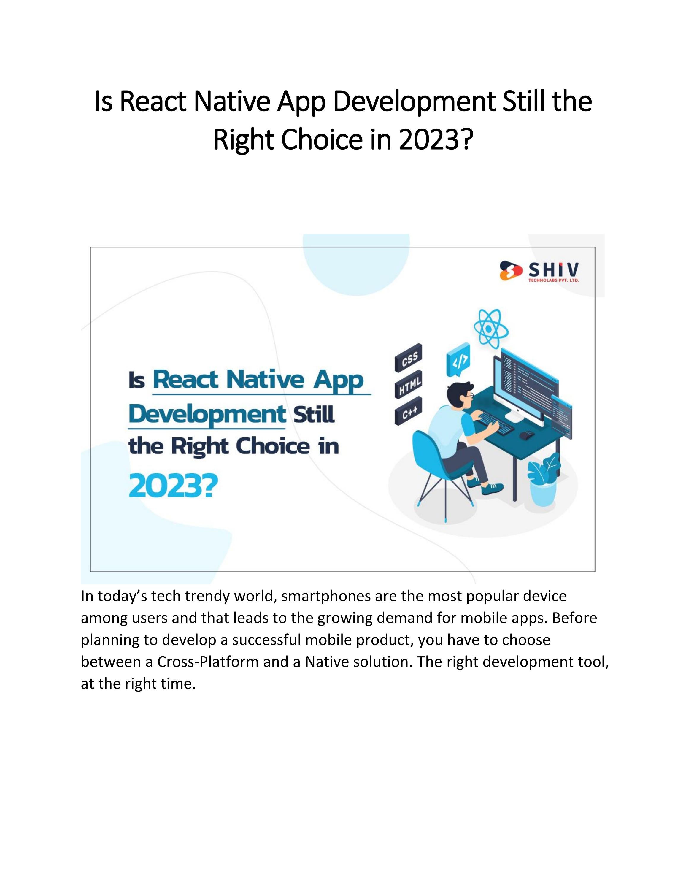 The Latest Insights On React Native App Development by Shiv Technolabs ...