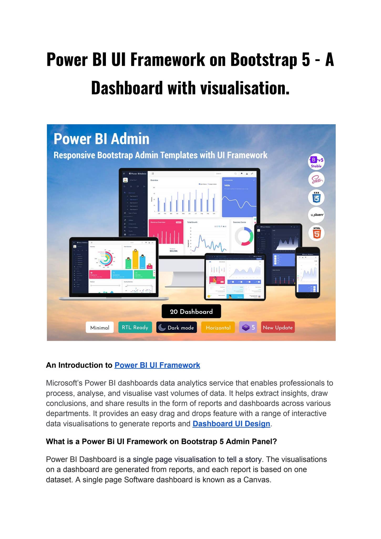 Power BI UI Framework on Bootstrap 5 - A Dashboard with visualisation ...