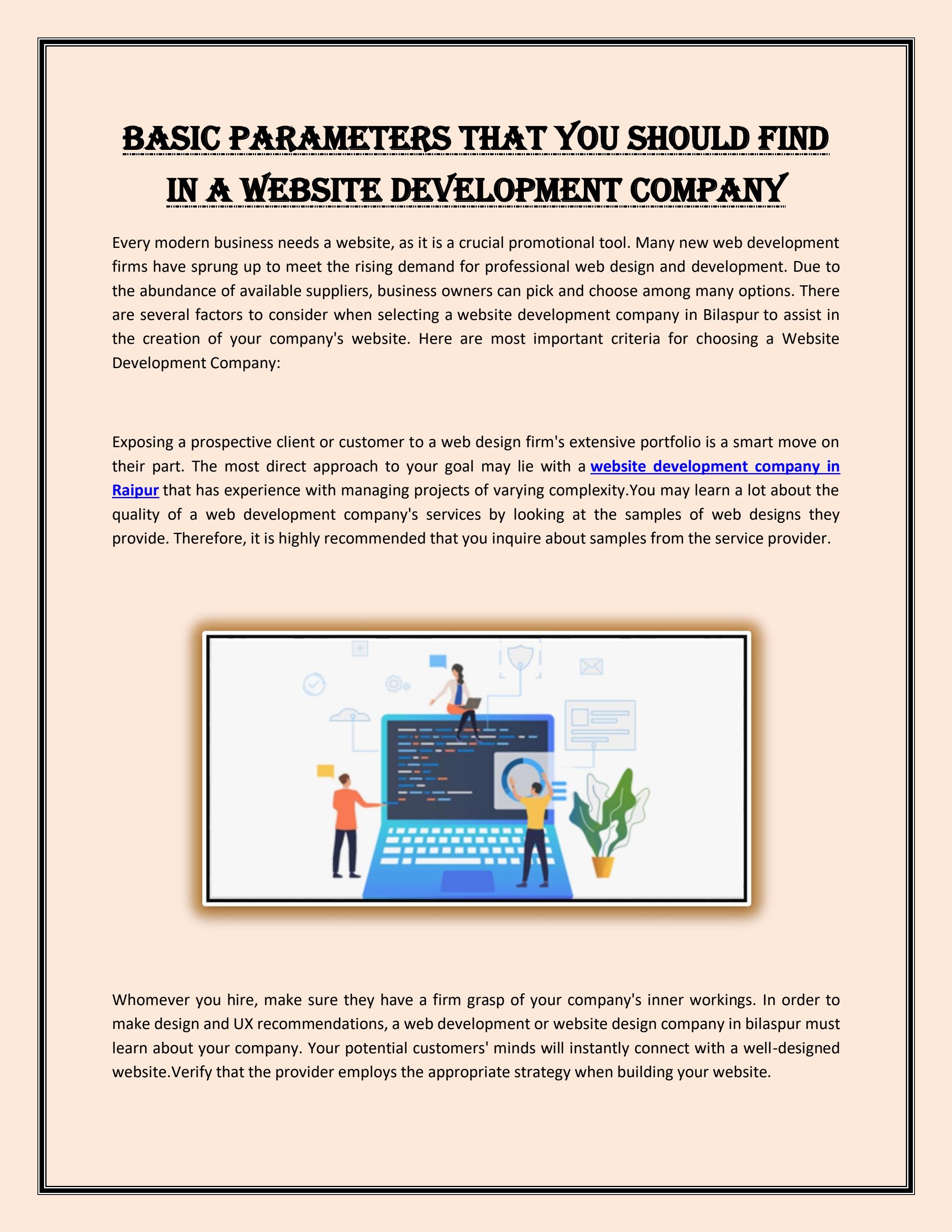 Basic Parameters That You Should Find in a Website Development Company ...