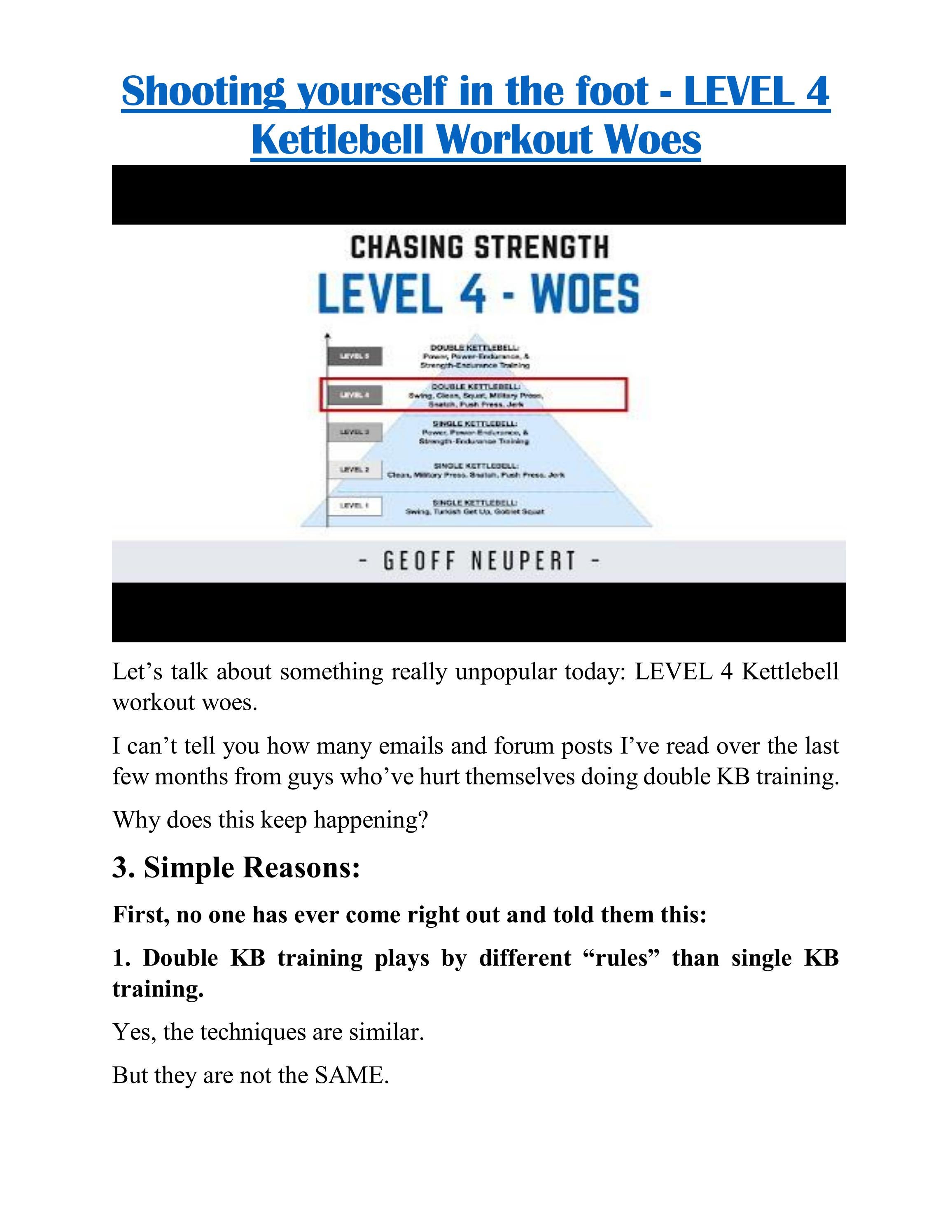 Shooting yourself in the foot - LEVEL 4 Kettlebell Workout Woes by ...