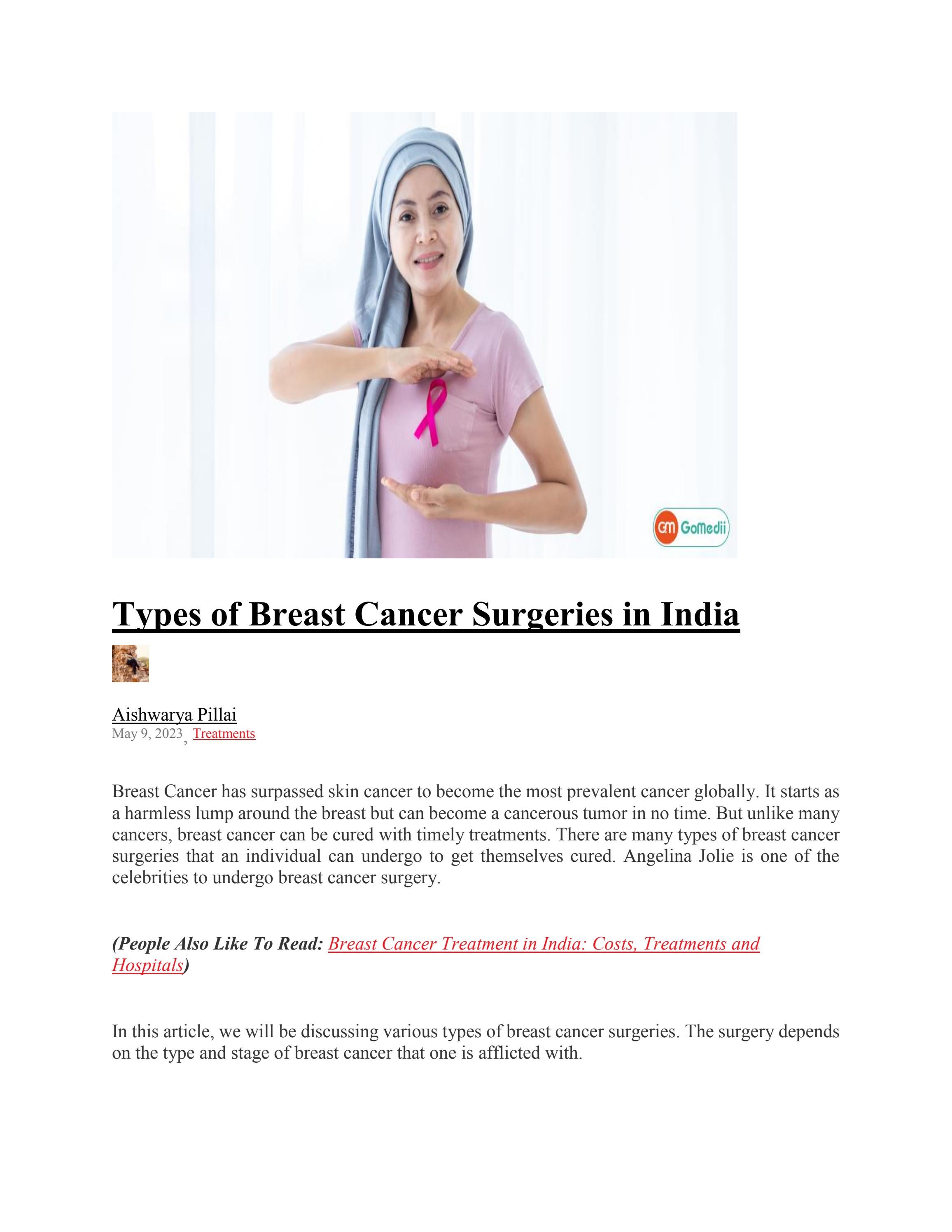 Types of Breast Cancer Surgeries in India by Medical Travel Companies ...