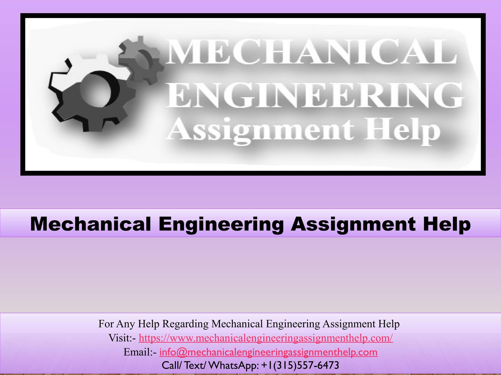 Mechanical Engineering Assignment Help by Mechanical Engineering ...