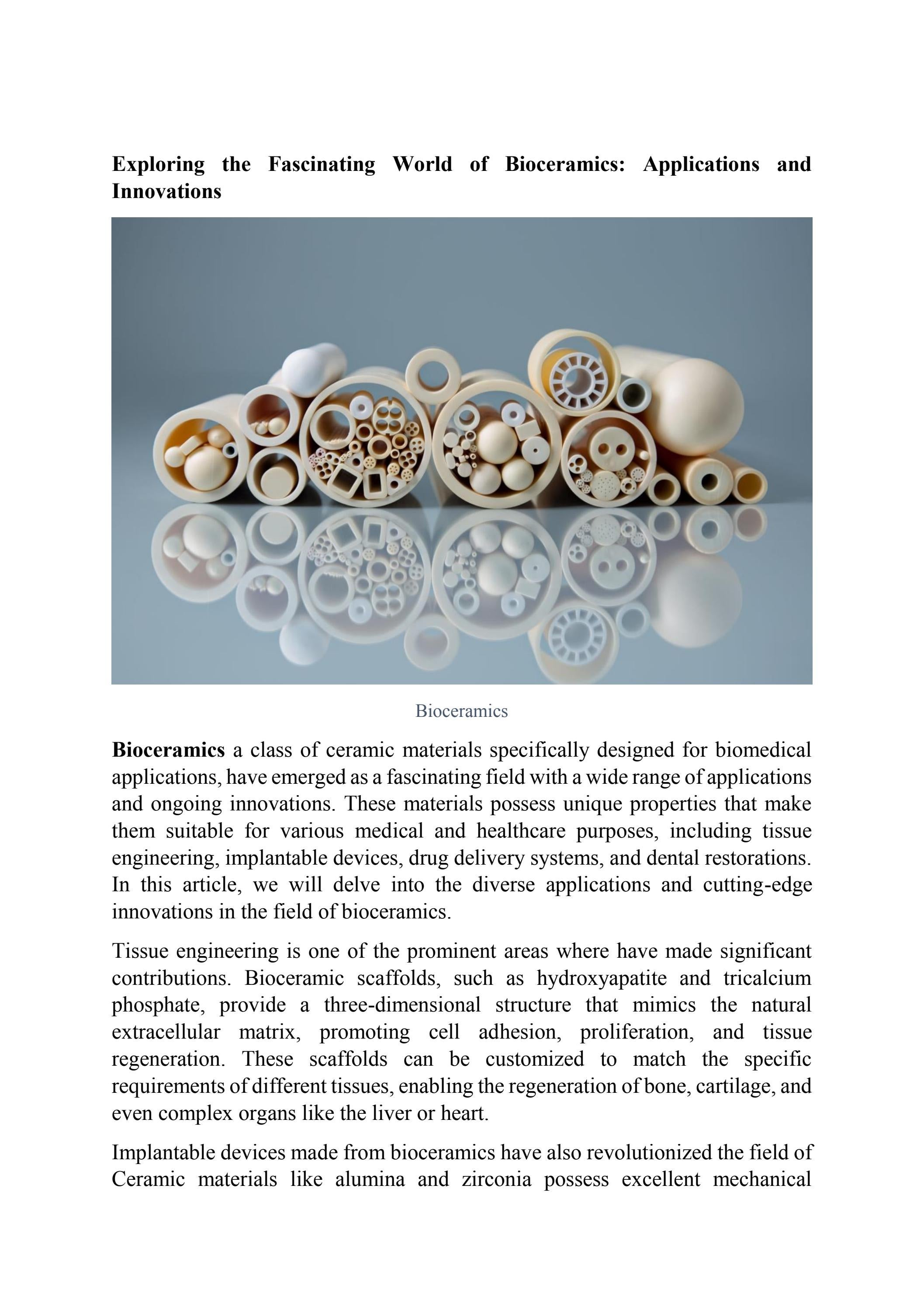 Exploring the Fascinating World of Bioceramics: Applications and ...