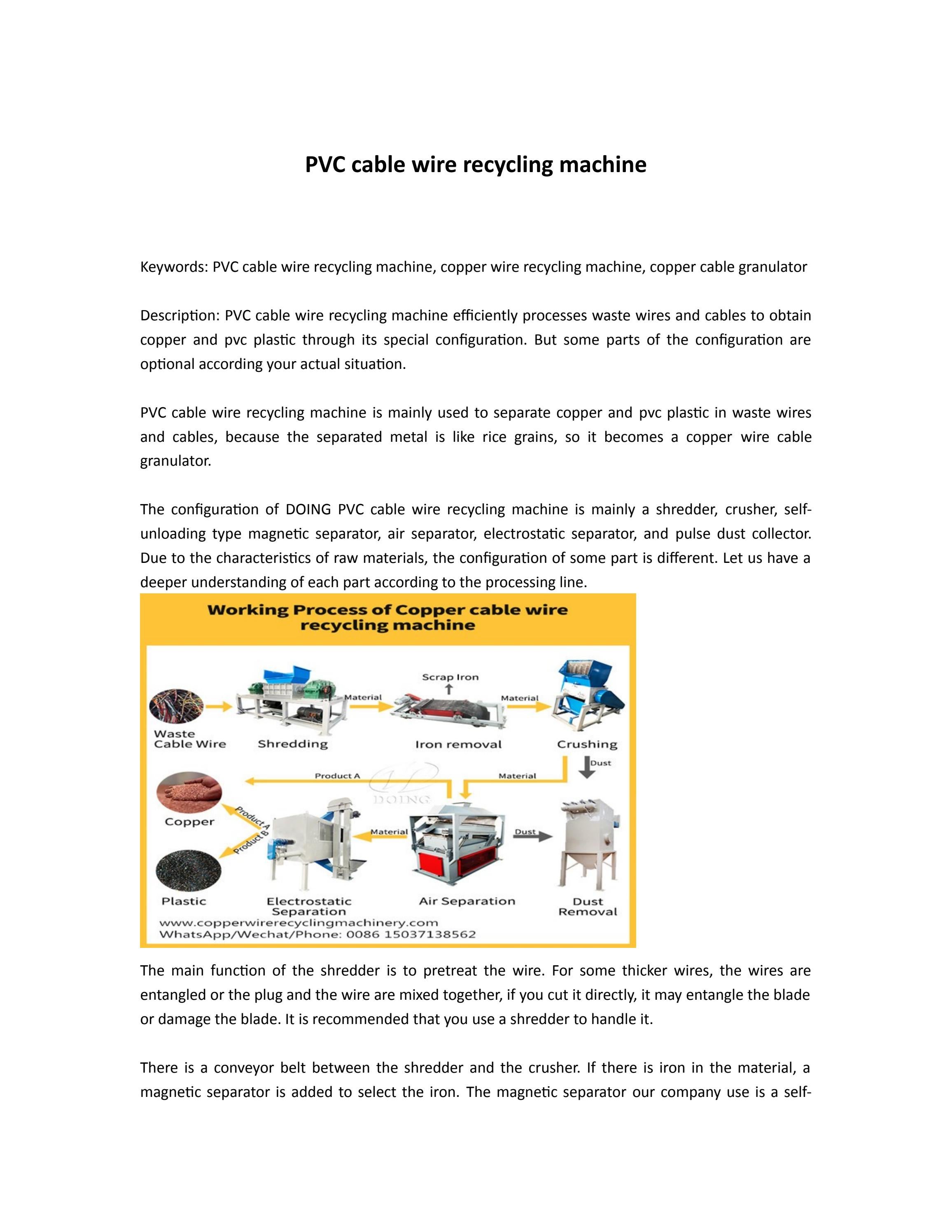 PVC cable wire recycling machine by e waste recycling - Issuu