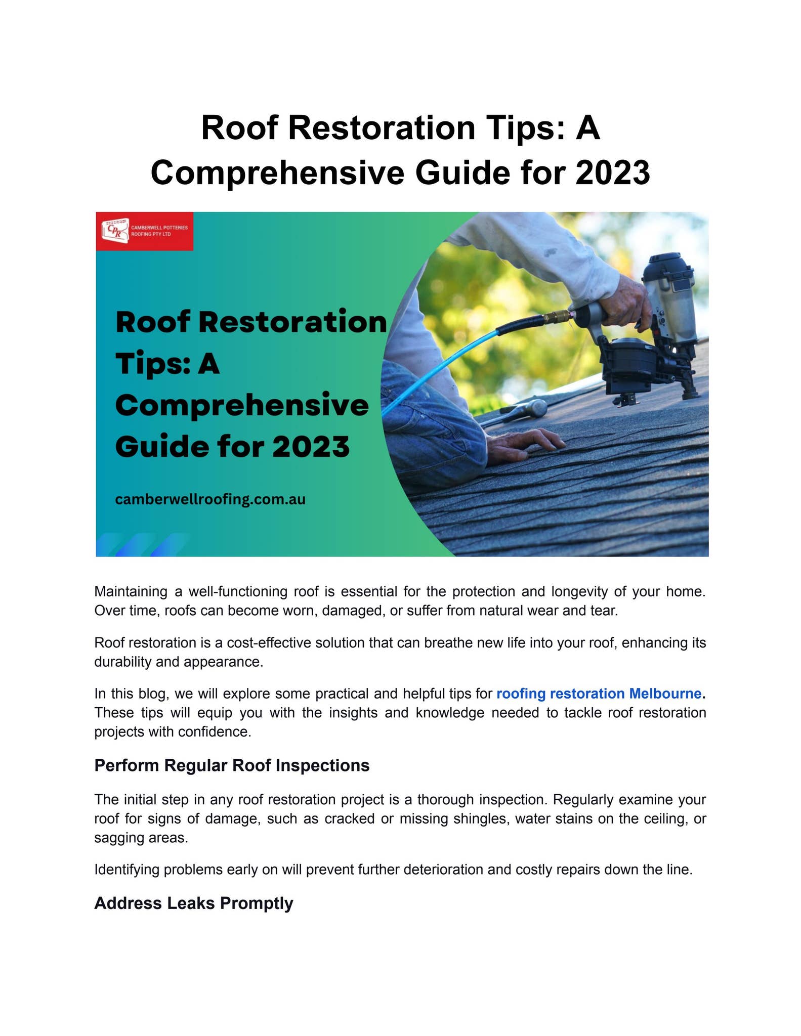 Roof Restoration Tips: A Comprehensive Guide for 2023 by Camberwell ...