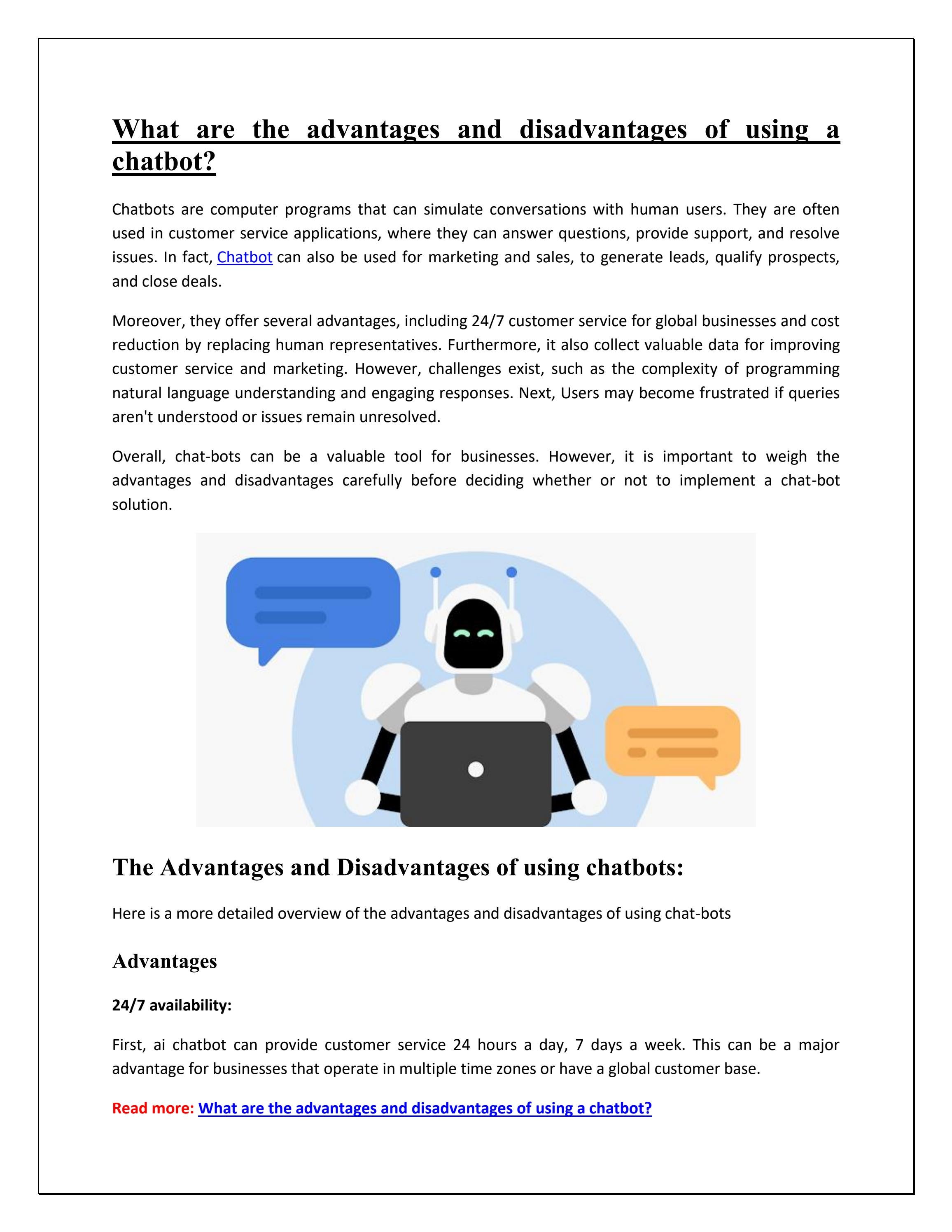 What Are The Advantages And Disadvantages Of Using A Chatbot By What Are The Advantages And Disadvantages Of Using A Chatbot By