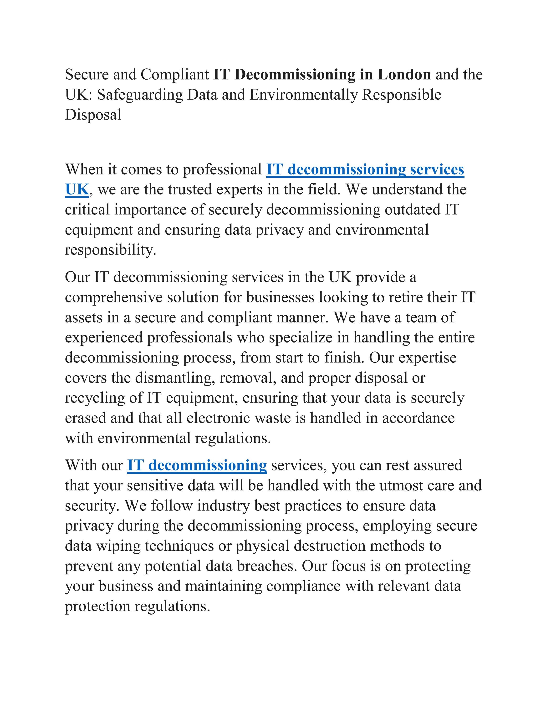 Secure and Compliant IT Decommissioning in London and the UK ...