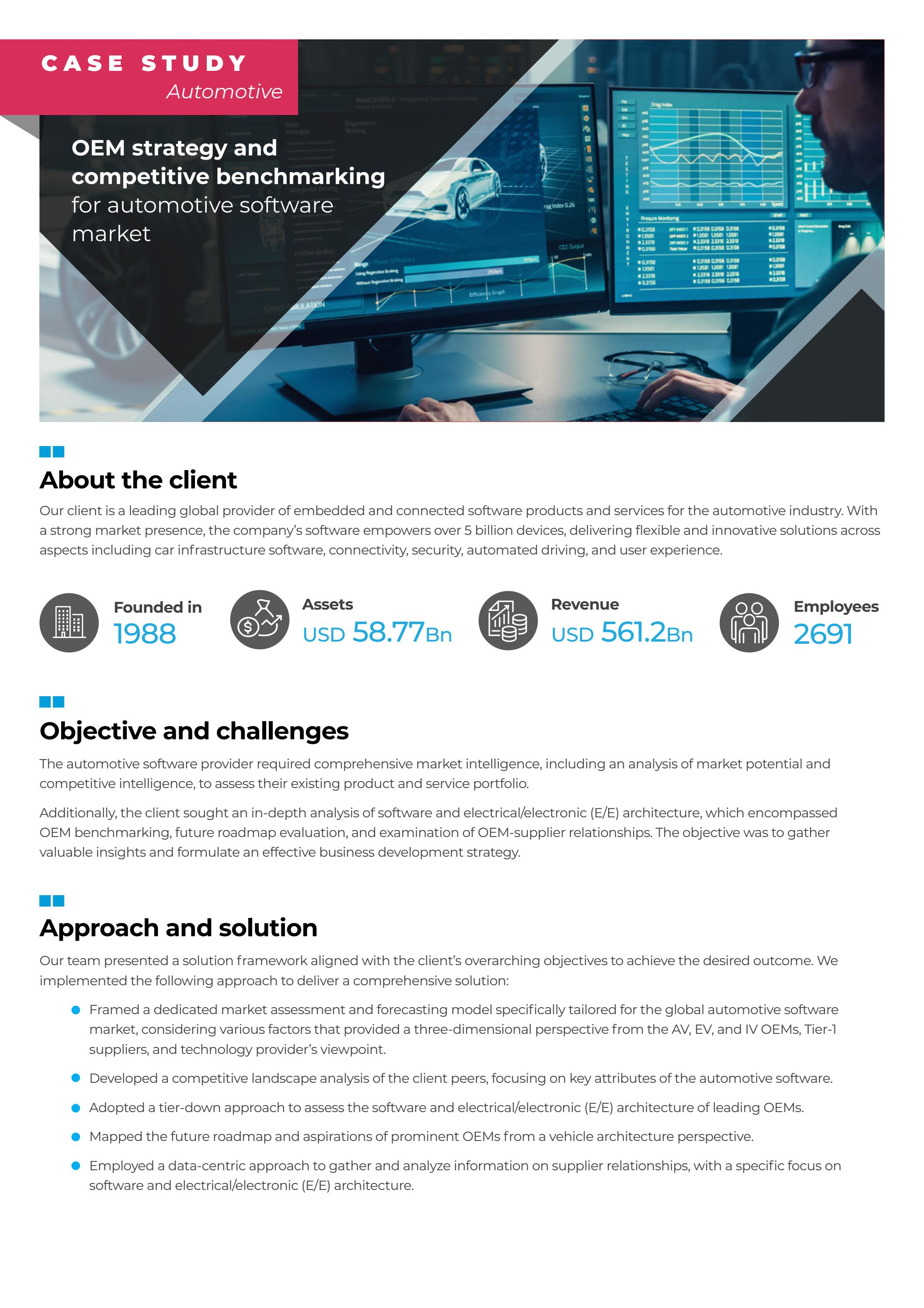 OEM strategy and competitive benchmarking for automotive software ...