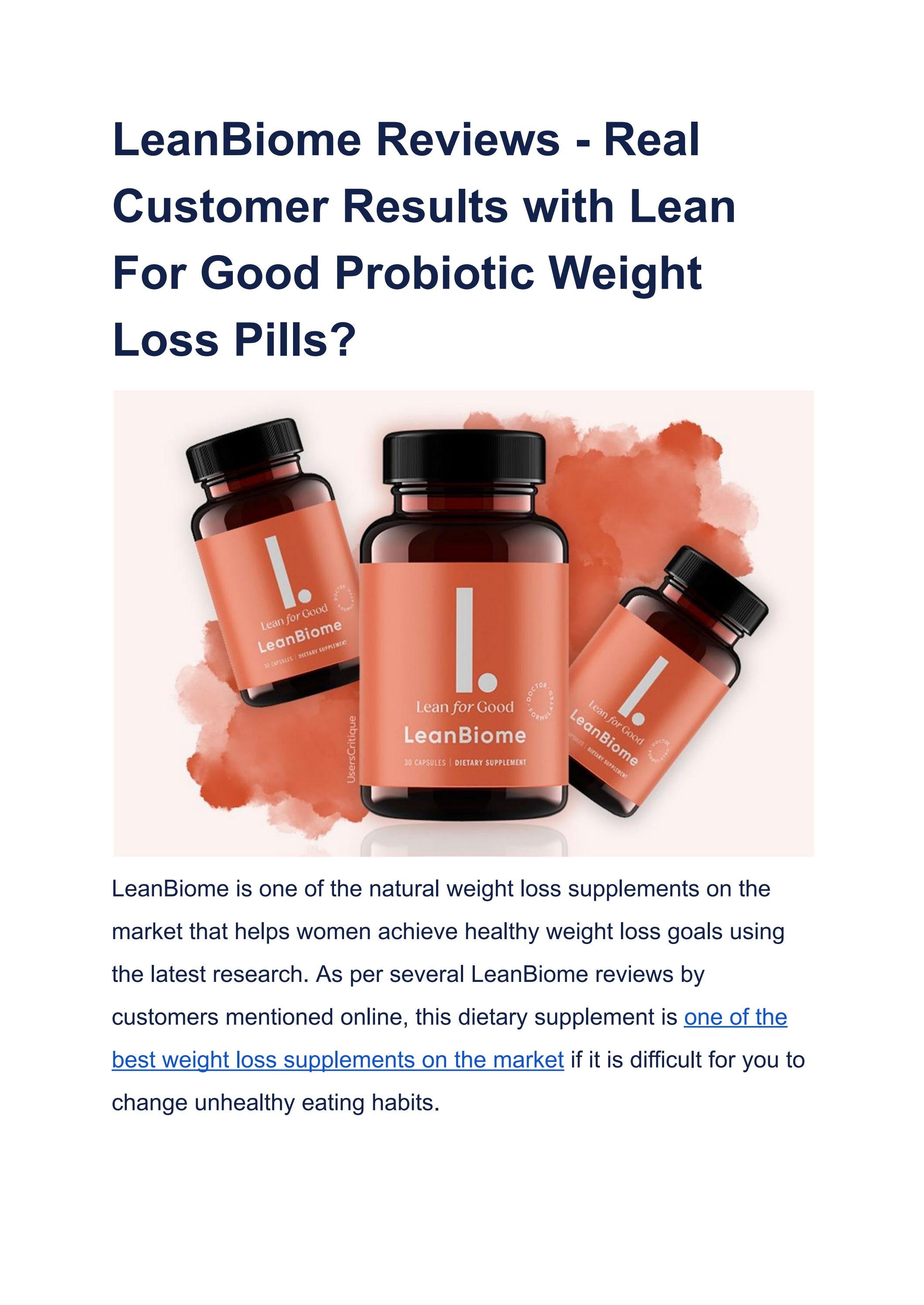 LeanBiome Reviews - Real Customer Results with Lean For Good Probiotic ...