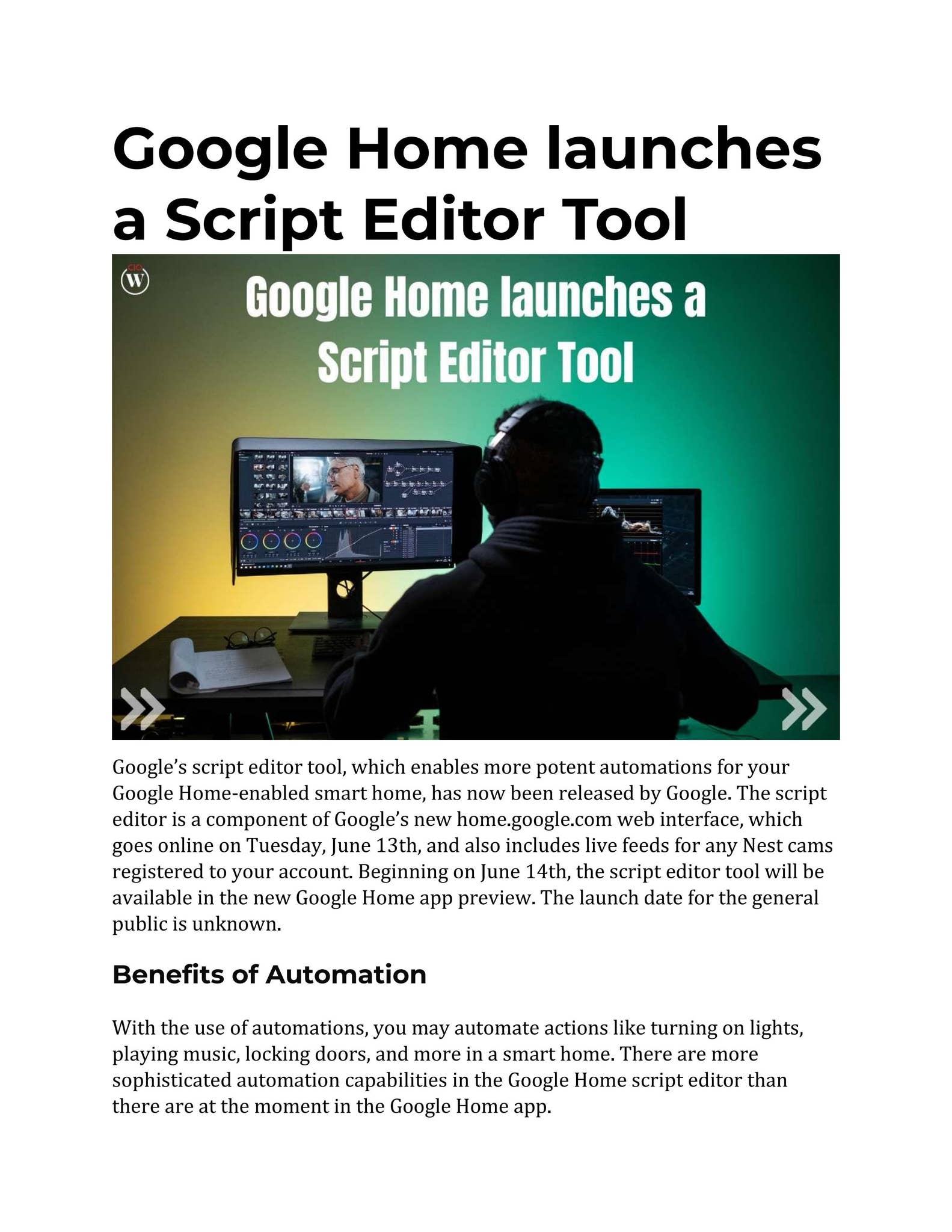 Google Home launches a Script Editor Tool by CIO Women Magazine - Issuu