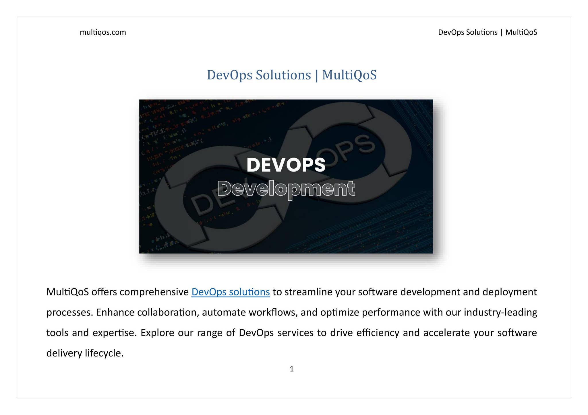 DevOps Solutions | MultiQoS by MultiQoS Tech - Issuu